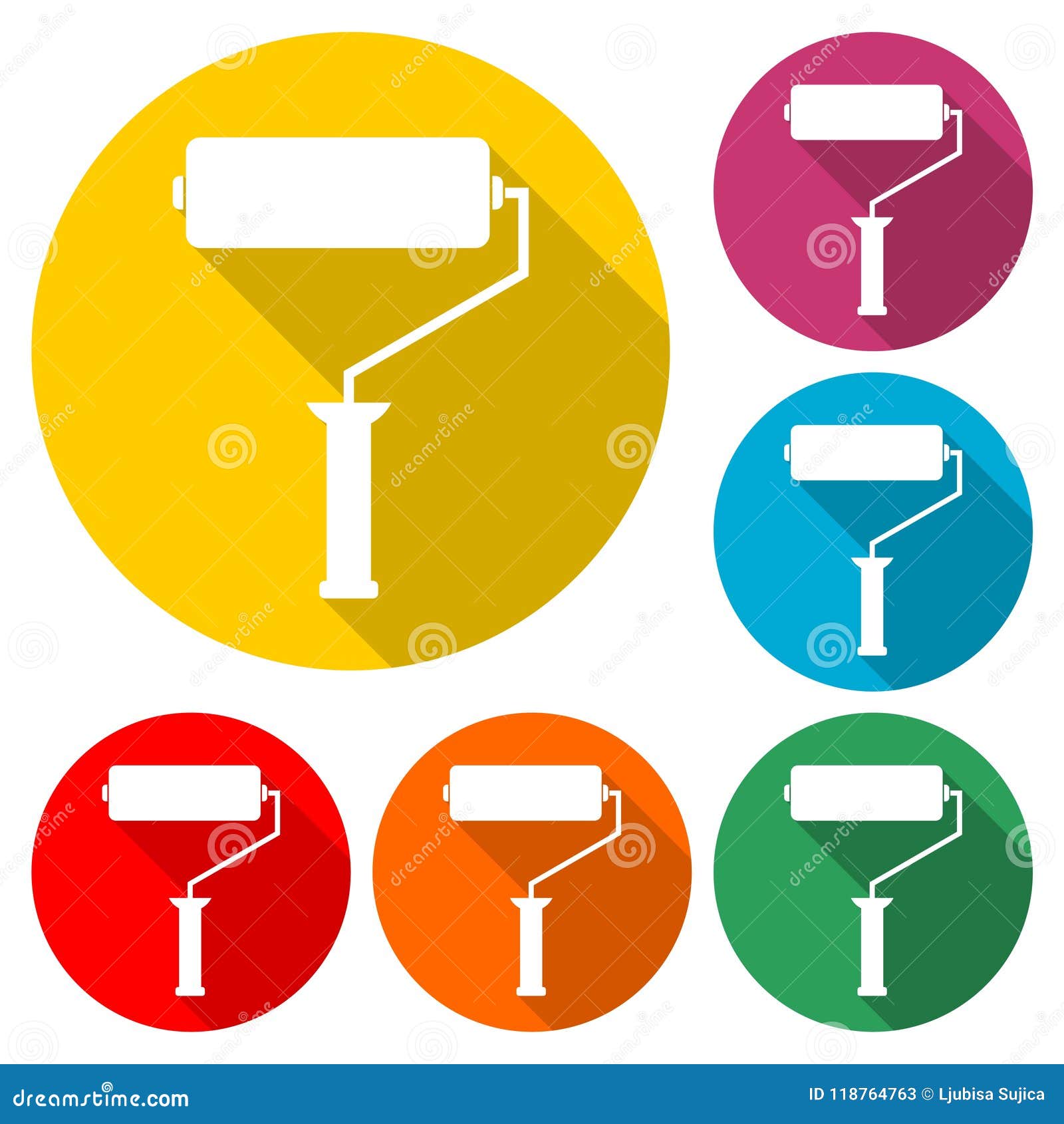 Icona Del Pennello, Icona Di Colore Con Ombra Lunga Illustrazione ...