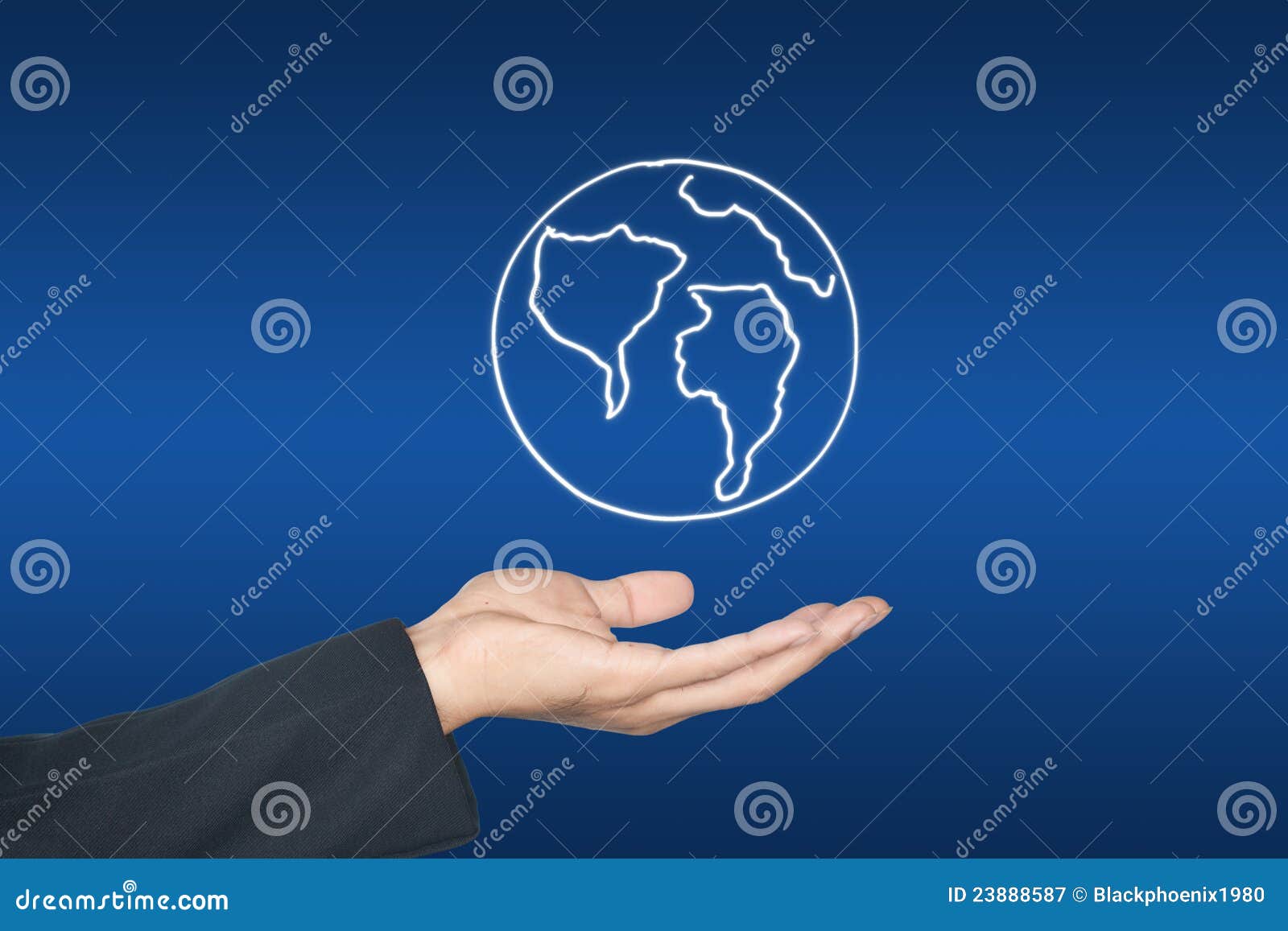 Icona Del Programma Di Mondo E Della Mano Immagine Stock - Immagine di ...