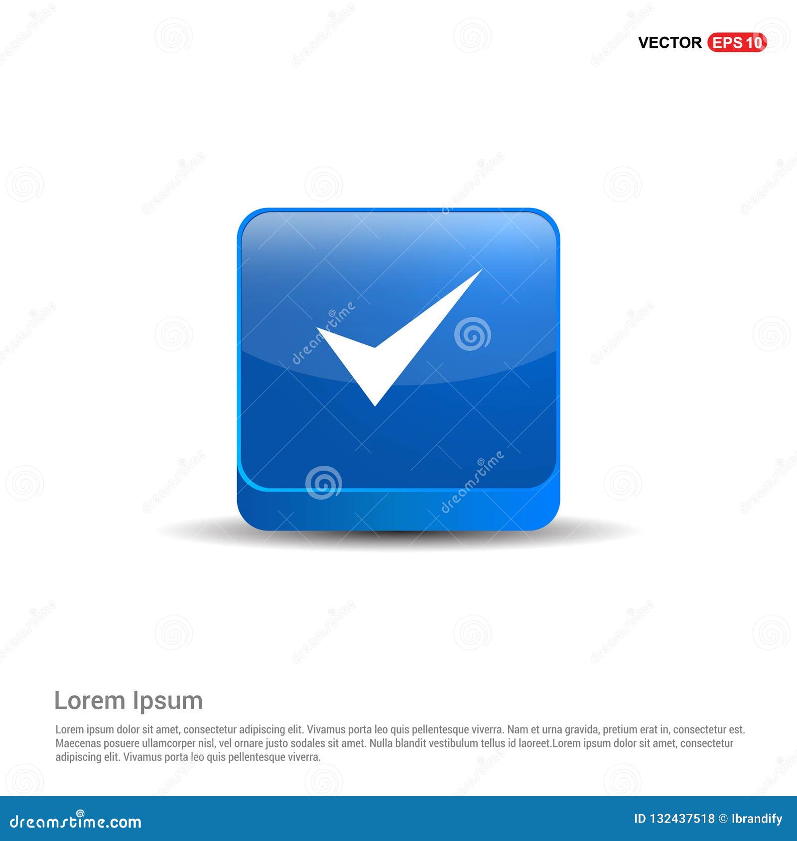 Icona Del Segno Di Spunta - Bottone Del Blu 3d Illustrazione Vettoriale ...