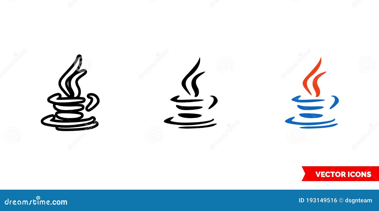 Icona Del Simbolo Java Per 3 Tipi Di Colore Nero E Bianco. Segnale ...