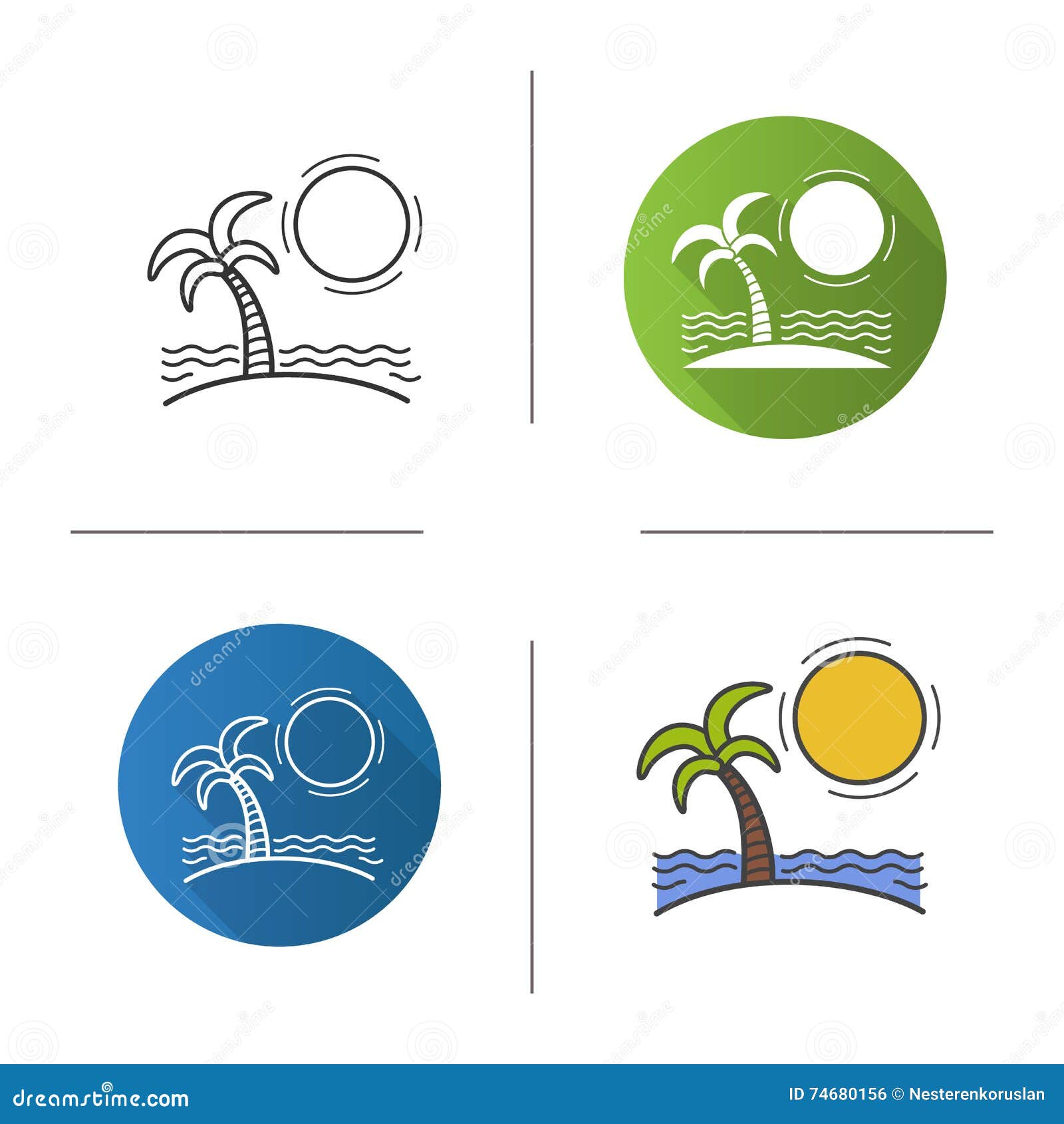 Icona dell'isola illustrazione vettoriale. Illustrazione di palma ...