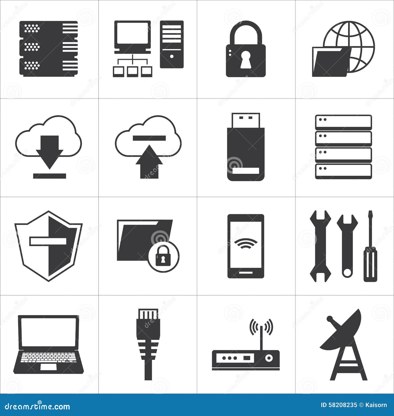 Icona Della Base Di Dati E Della Rete Di Computer Illustrazione ...
