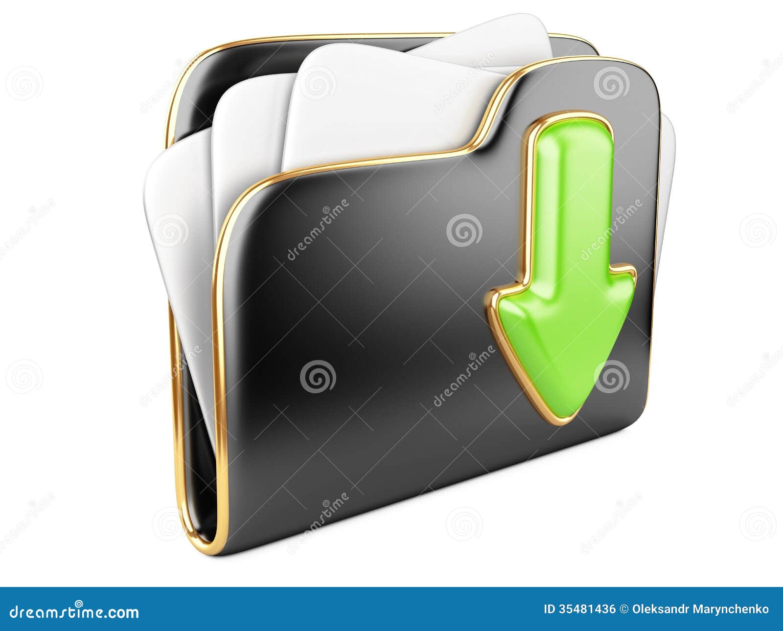 Icona Della Cartella 3d Di Download. Illustrazione di Stock ...