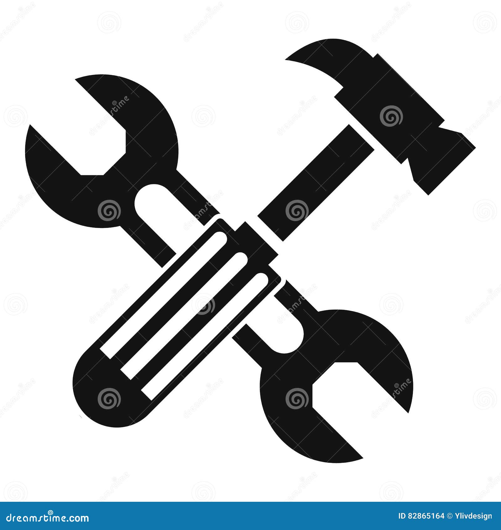 Icona Della Chiave Di Vite E Del Martello, Stile Semplice Illustrazione ...