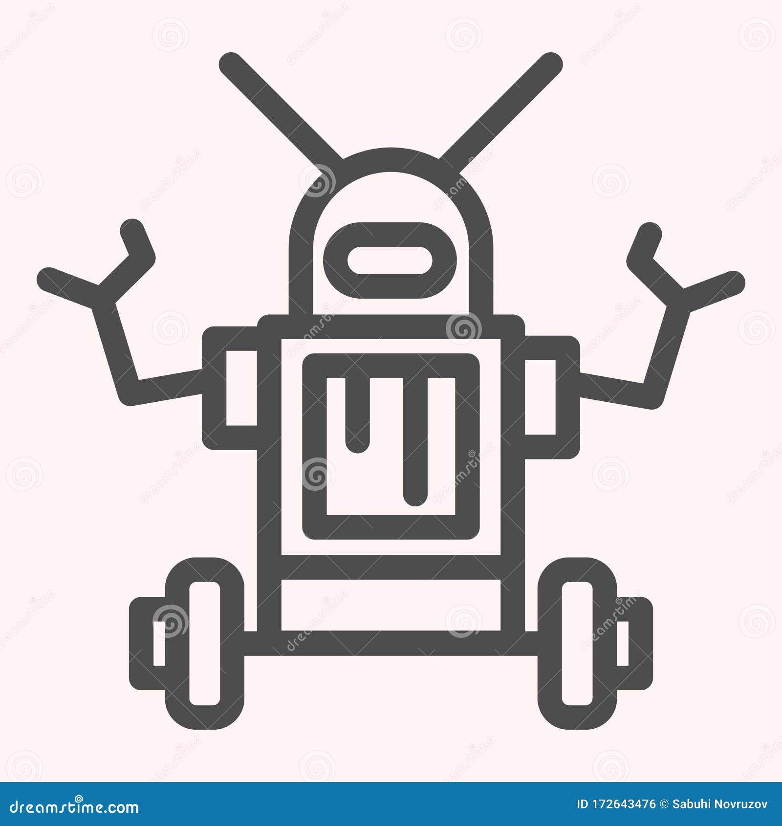 Icona Della Linea Di Robot Antropomorfo Androide Con Antenne Sulla ... Icona Della Linea Di Robot Antropomorfo Androide Con Antenne Sulla ...