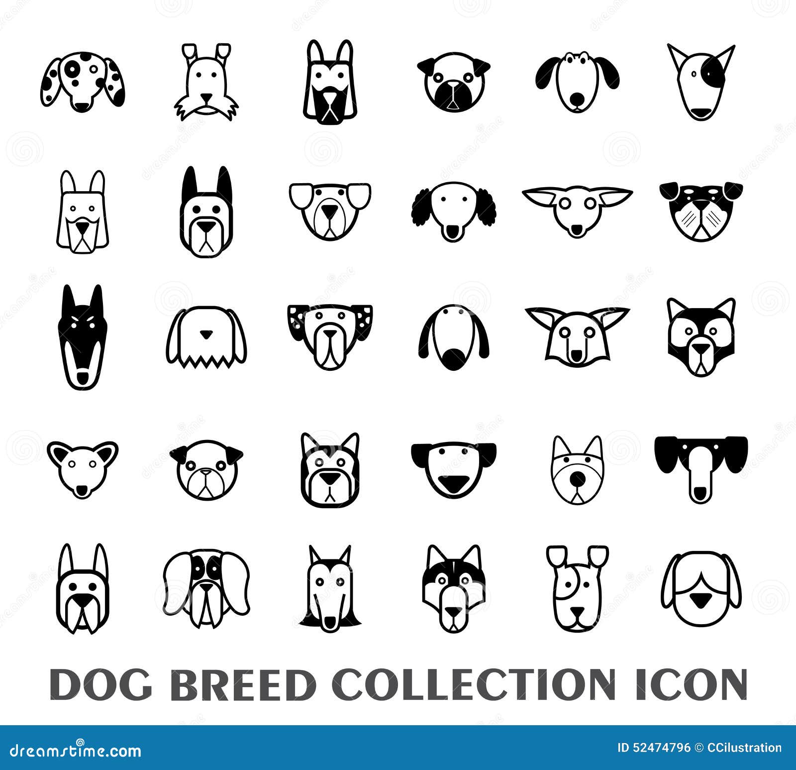 Icona Della Raccolta Del Cane Della Razza, Vettore Illustrazione ...