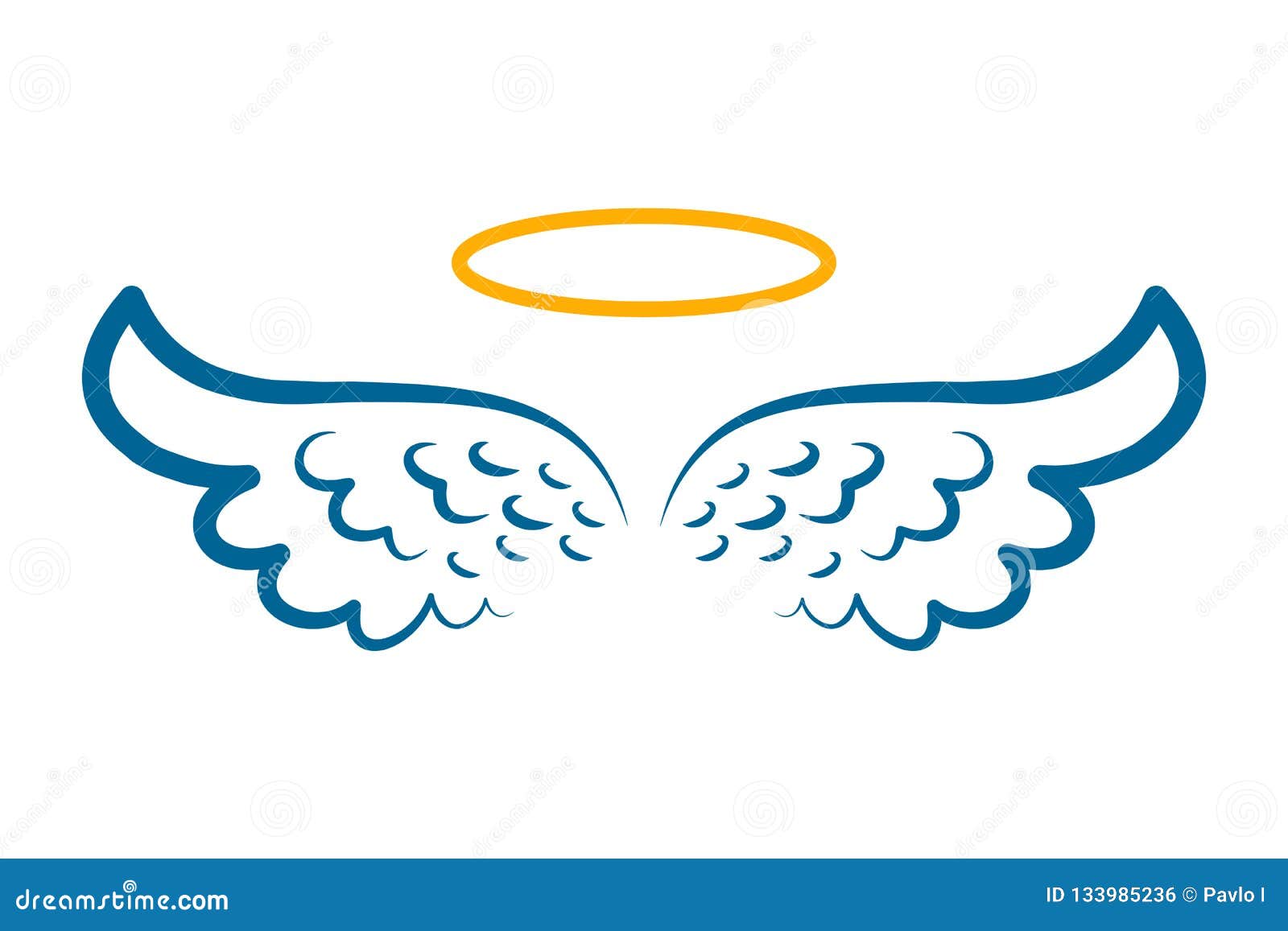 Icona Delle Ali Di Angelo Con Nimbus - Illustrazione Vettoriale ...