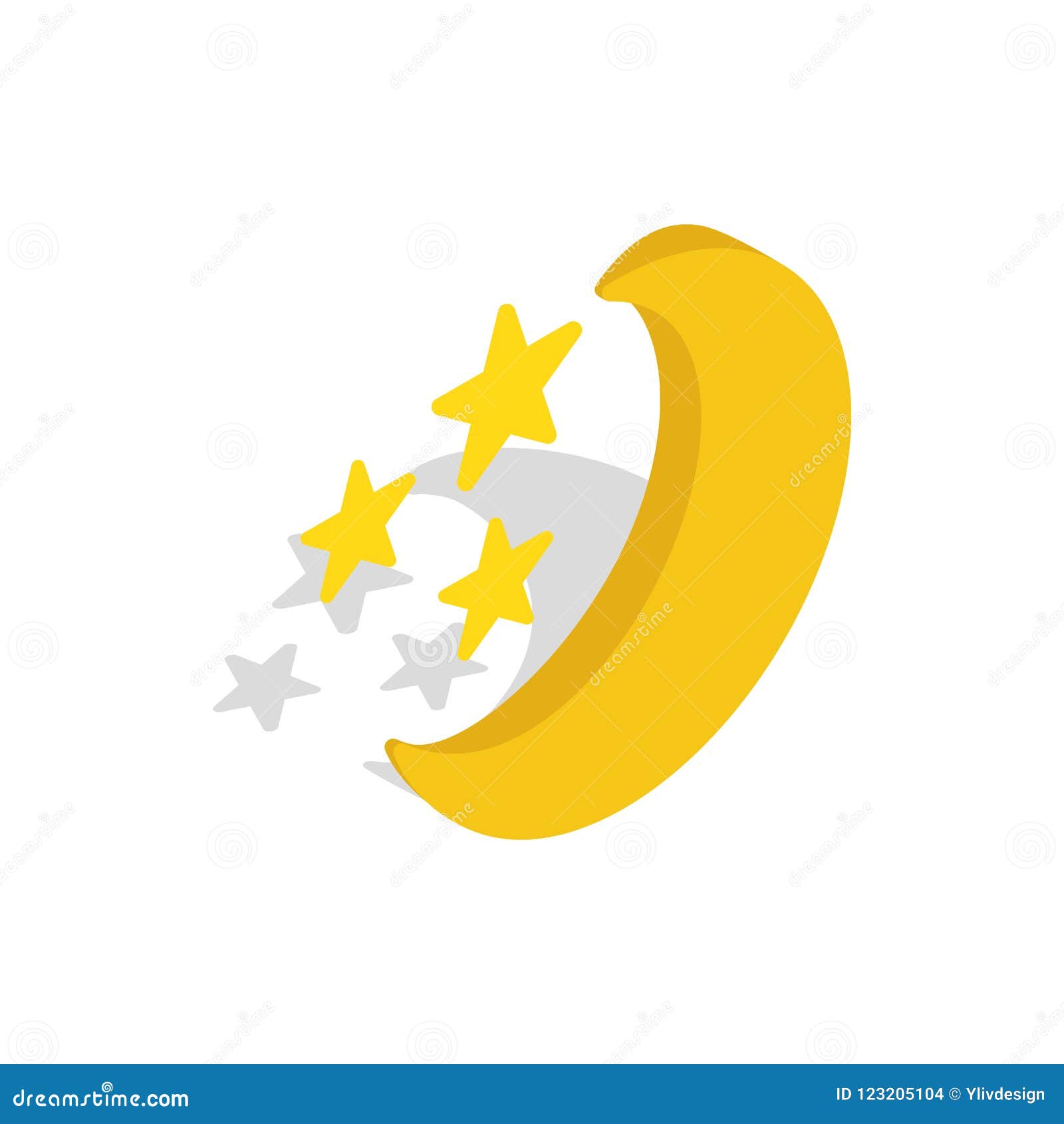 Icona Delle Stelle E Della Luna, Stile Isometrico 3d Illustrazione di ...