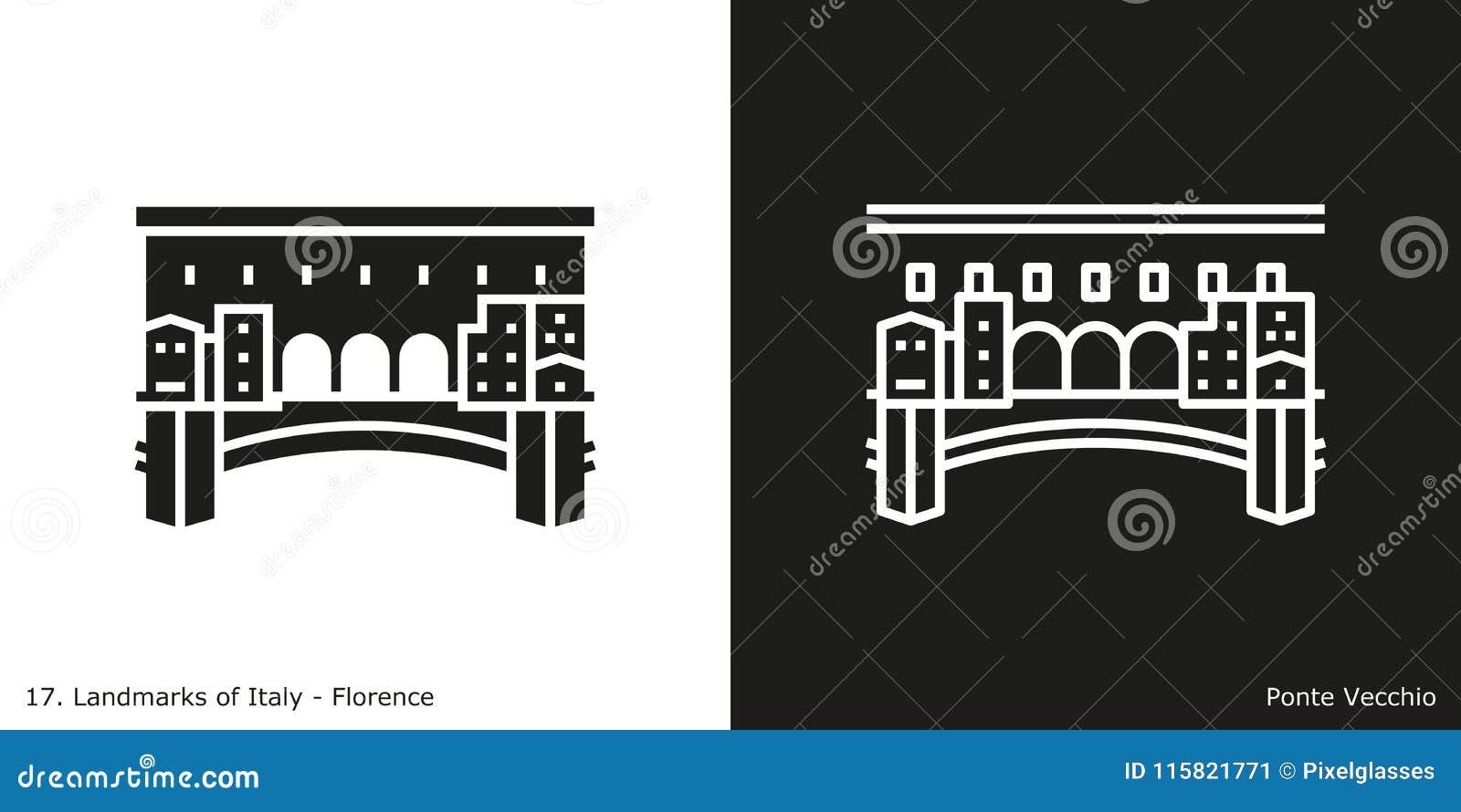 Icona di Ponte Vecchio illustrazione vettoriale. Illustrazione di ...