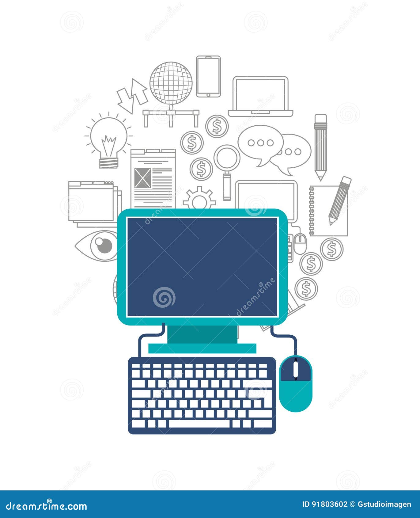 Icona Di Tecnologie Informatiche Di Desktop Computer Illustrazione ...