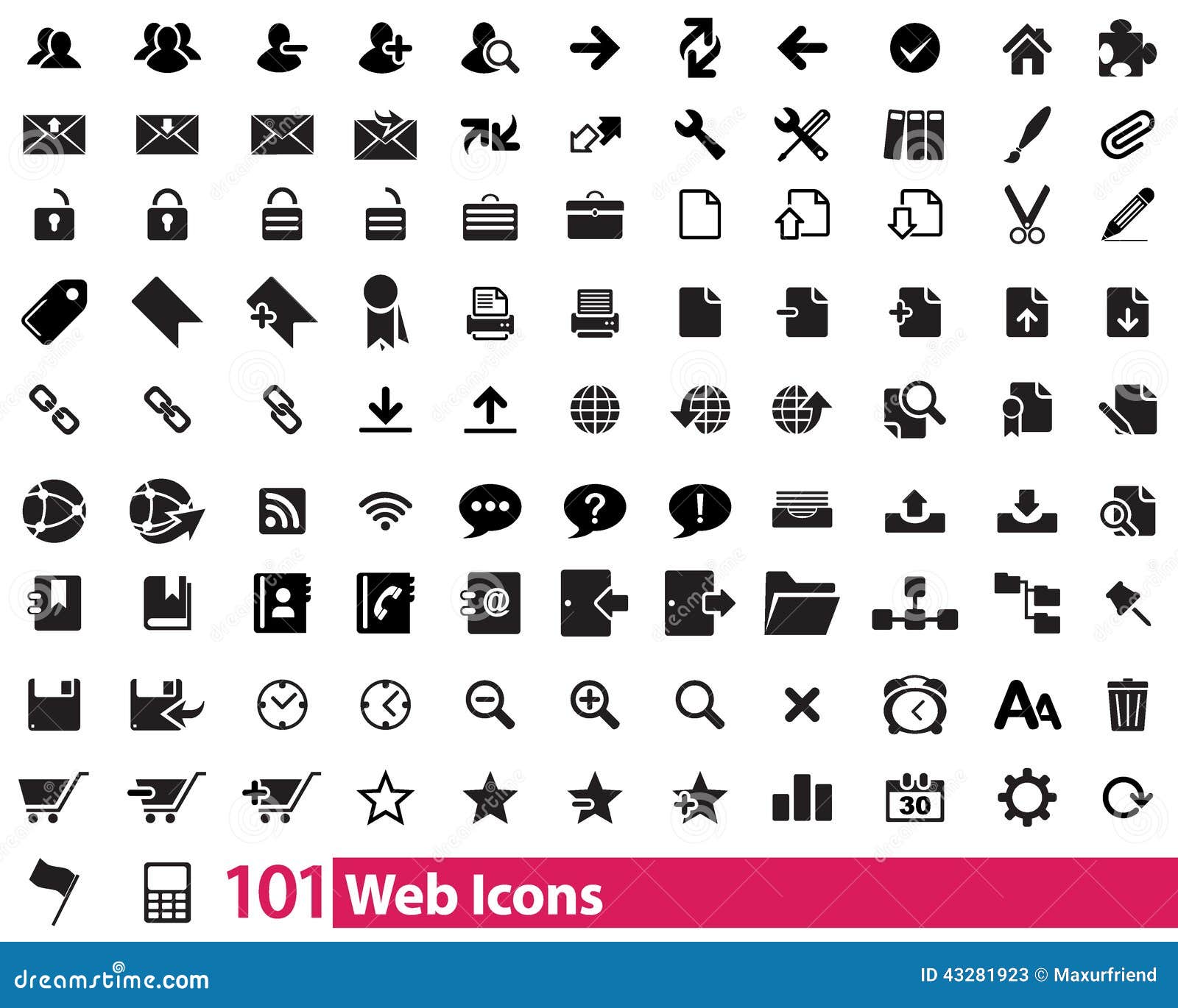 101 icona di web illustrazione vettoriale. Illustrazione di ricicli ...