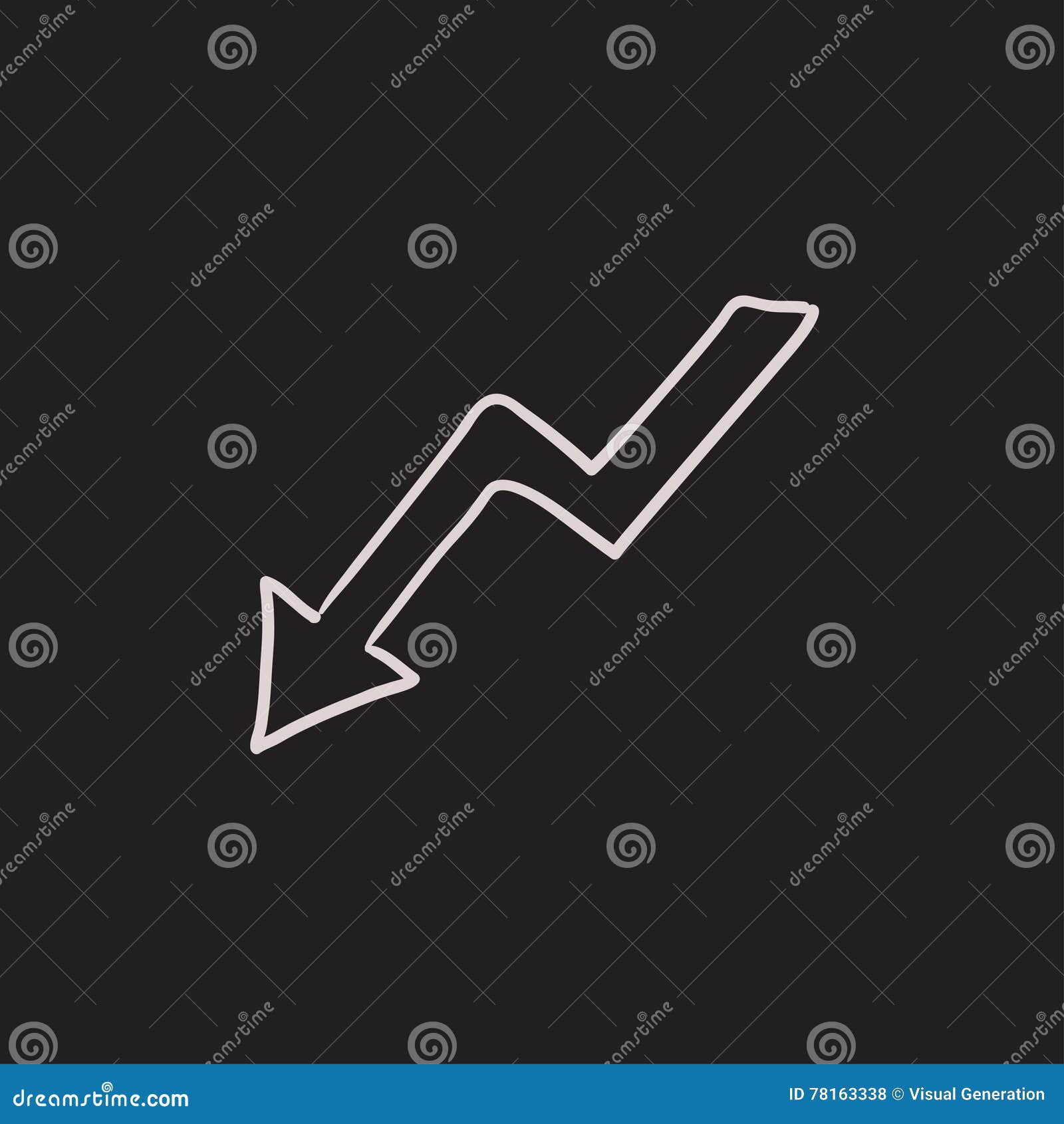 Icona Discendente Di Schizzo Della Freccia Illustrazione Vettoriale ...