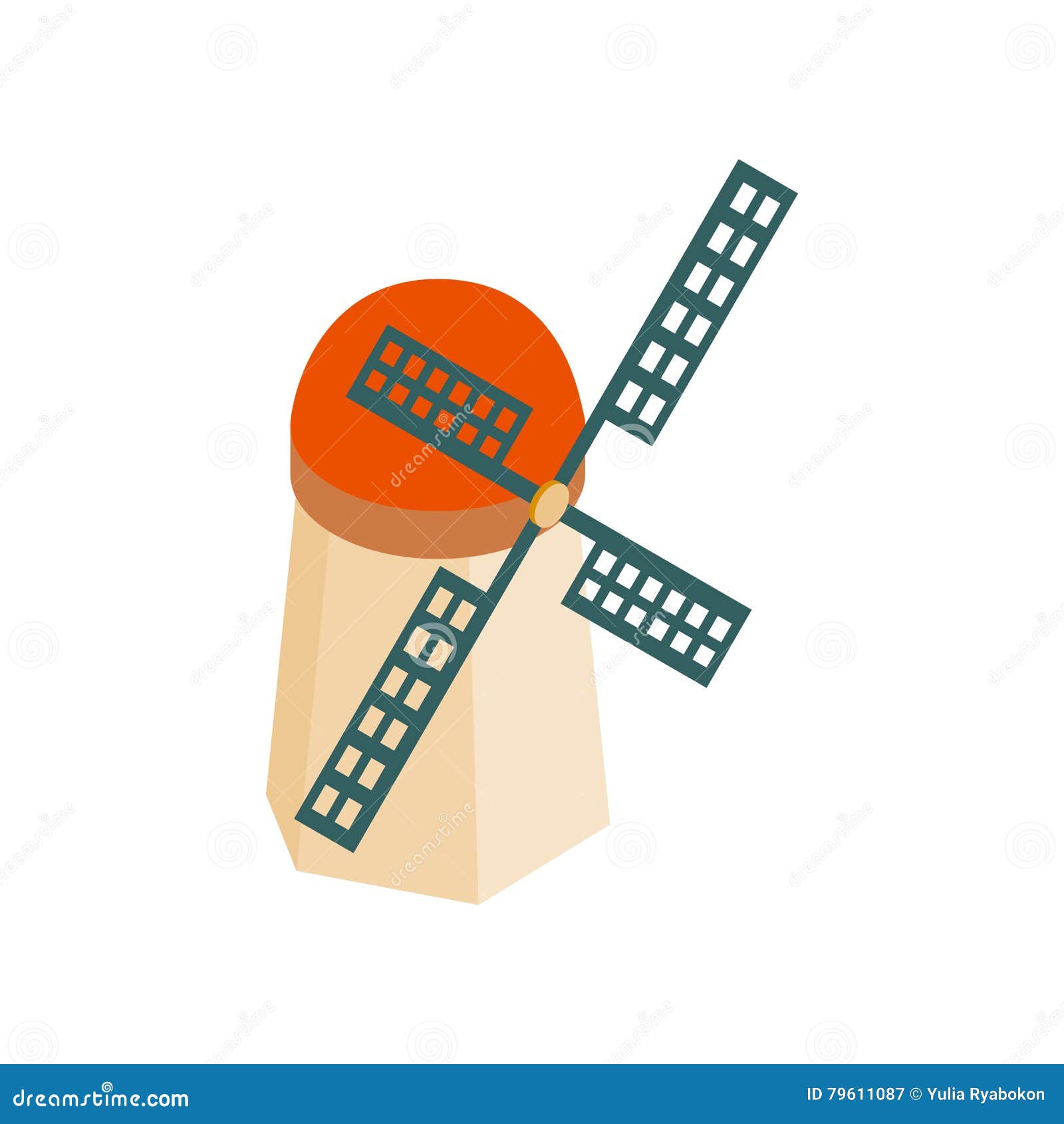 Icona Isometrica 3d Del Mulino a Vento Illustrazione Vettoriale ...