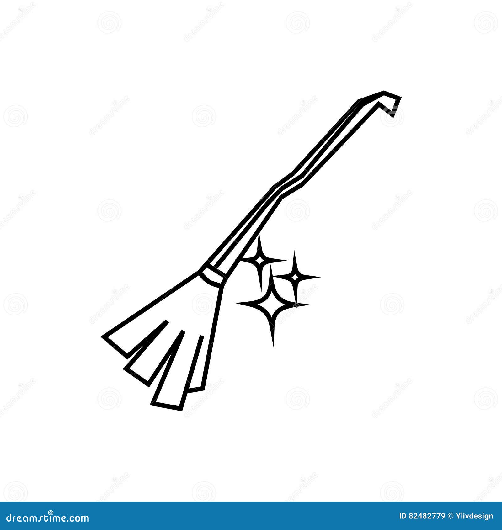 Icona Magica Della Scopa, Stile Del Profilo Illustrazione Vettoriale ...