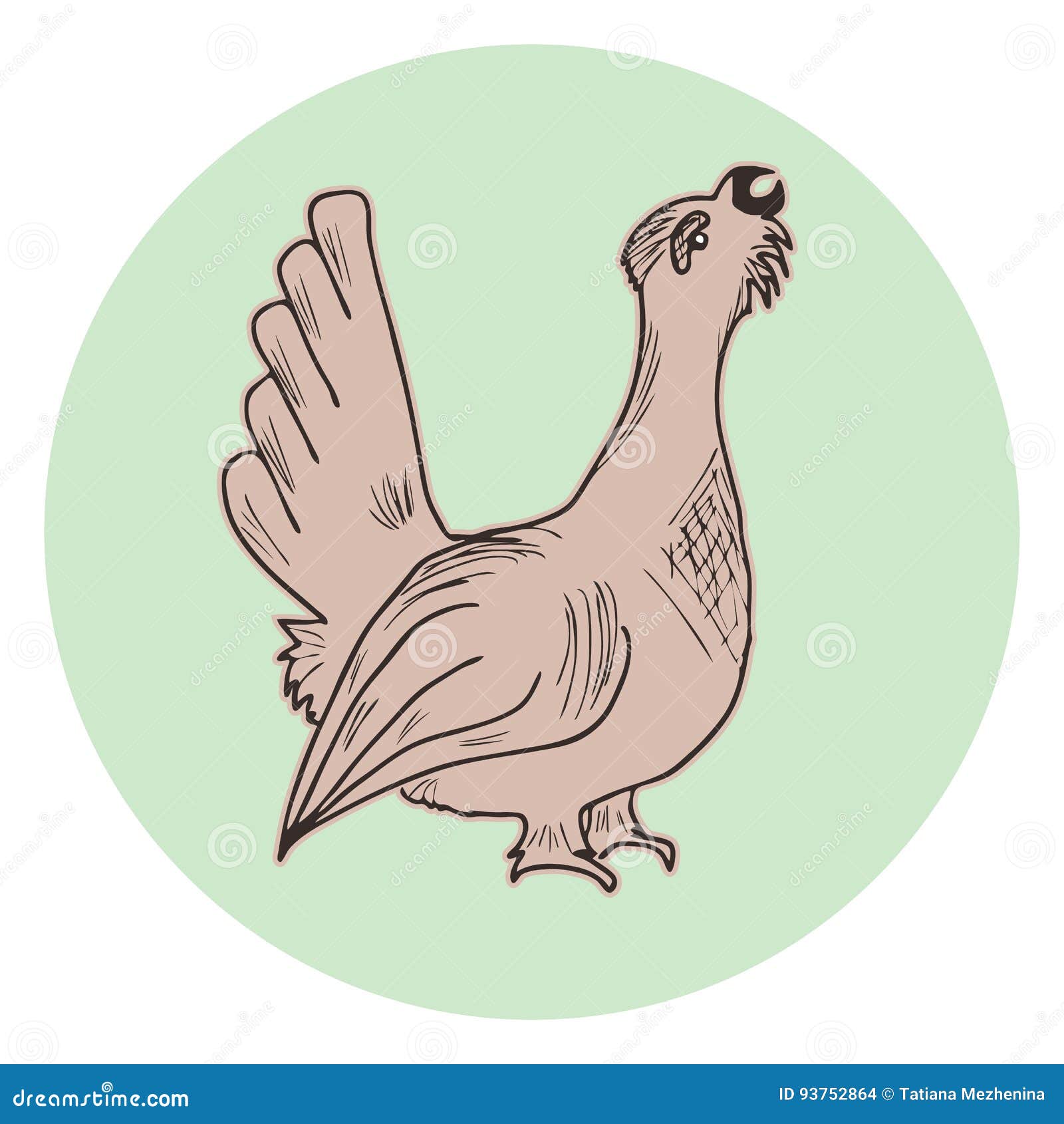 Icona Marrone Disegnata a Mano Del Gallo Cedrone Illustrazione di Stock ...