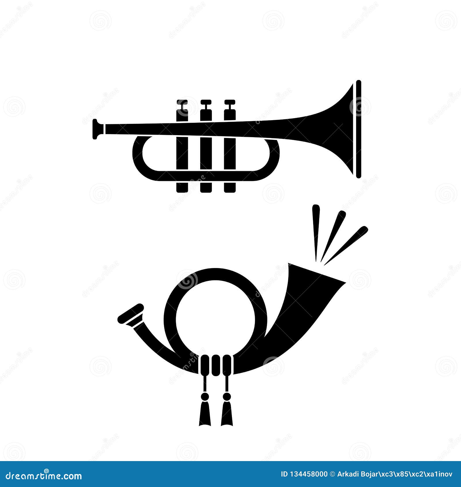 Icona Musicale Del Corno E Della Tromba Illustrazione Vettoriale ...