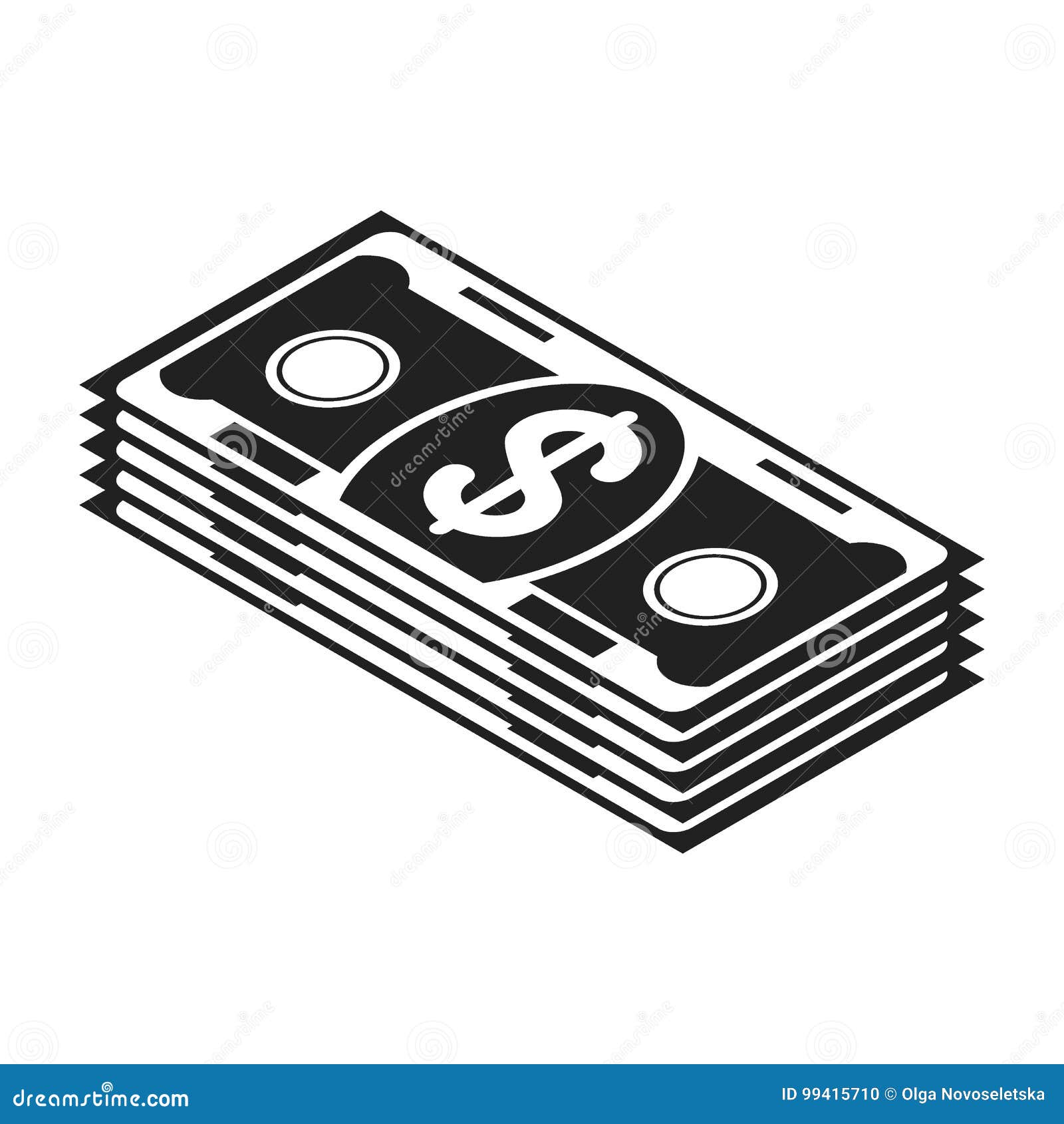 Icona Nera Isometrica Della Banconota Illustrazione Vettoriale ...