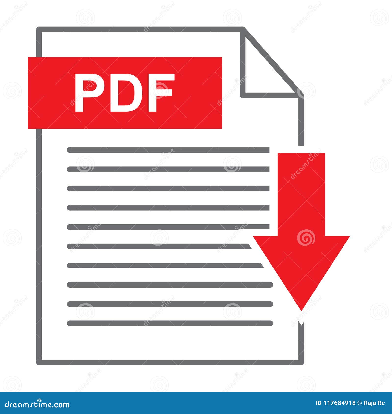 Icona PDF Di Download Su Bianco Illustrazione Vettoriale ...