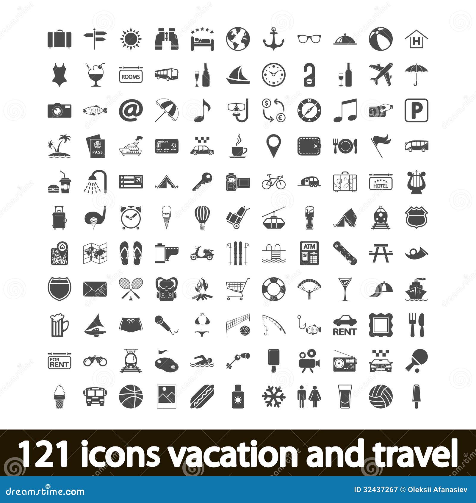 121 Icona Vacanza E Viaggio Illustrazione Vettoriale - Illustrazione di ...