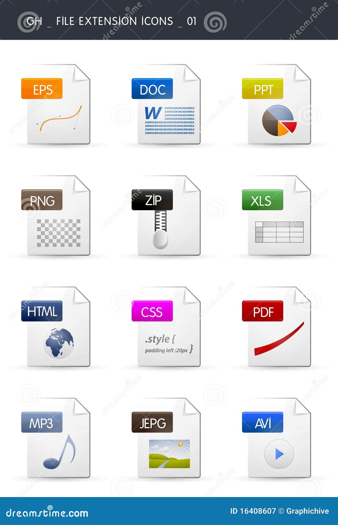 Icone _01 Di Estensione Di Archivio Illustrazione di Stock ...