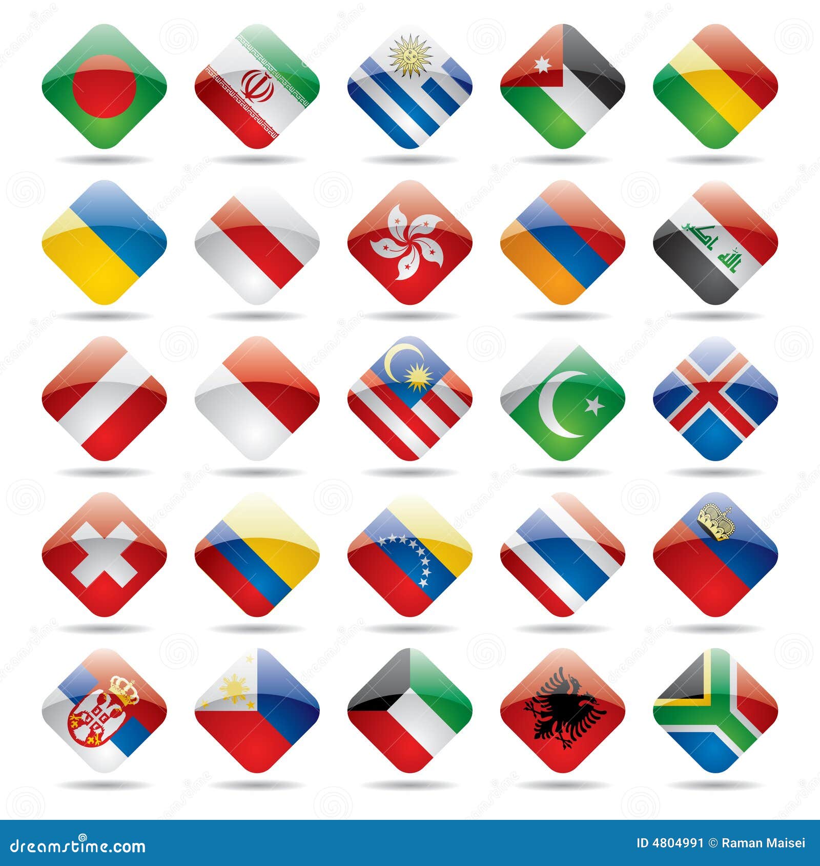 Icone 3 Della Bandierina Del Mondo Illustrazione Vettoriale ...