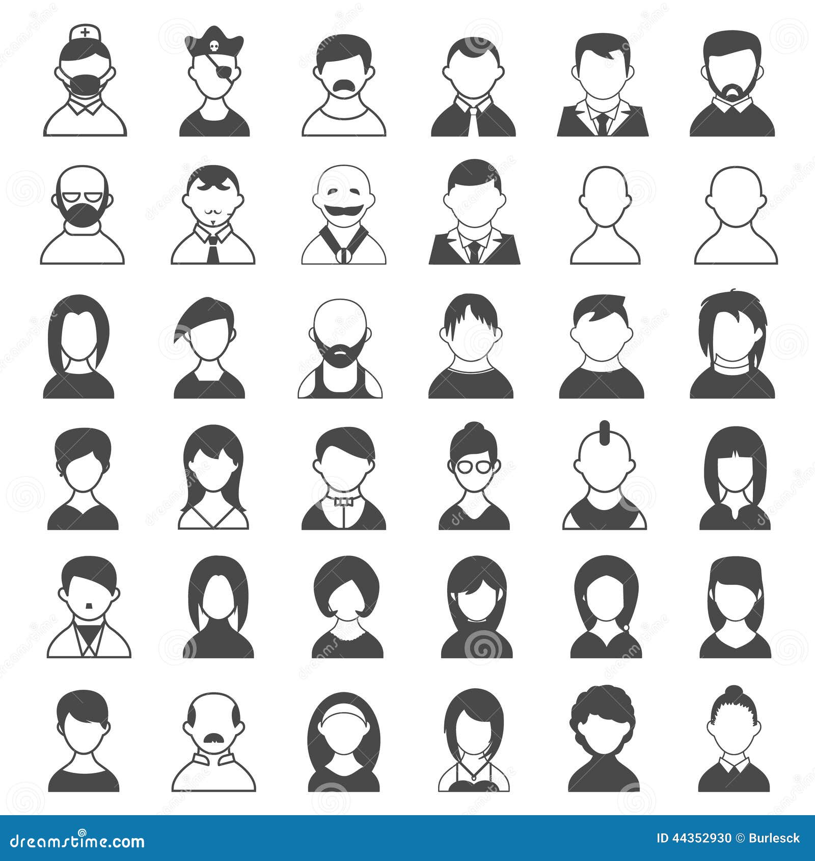 Icone in Bianco E Nero Dell'utente Illustrazione Vettoriale ...