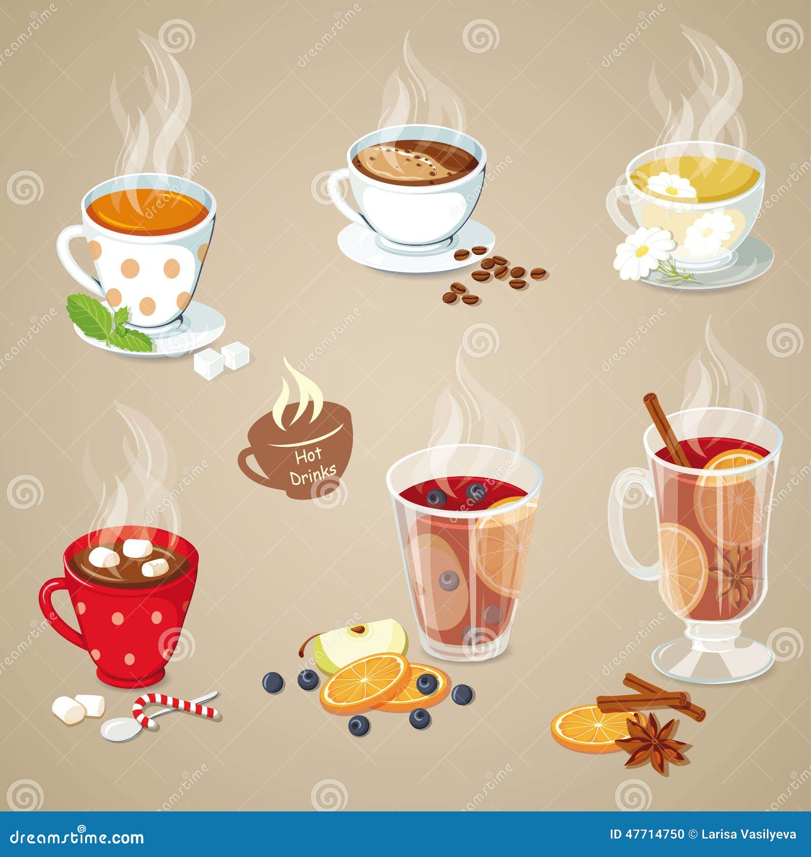 Icone Calde Delle Bevande Messe Illustrazione Vettoriale ...