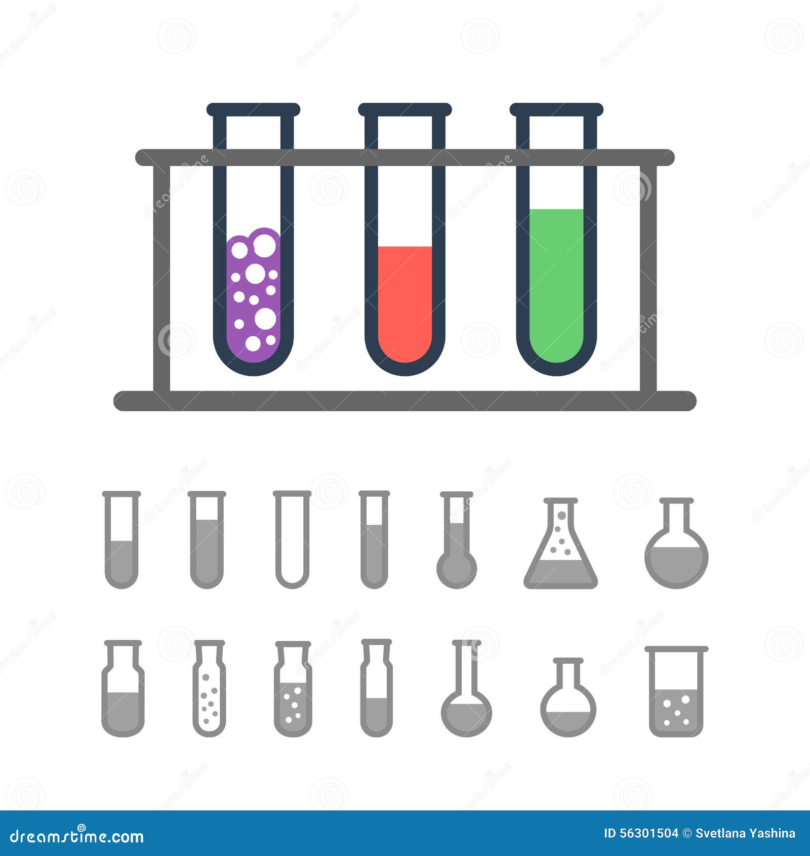 Icone Chimiche Delle Provette Illustrazione Vettoriale - Illustrazione ...
