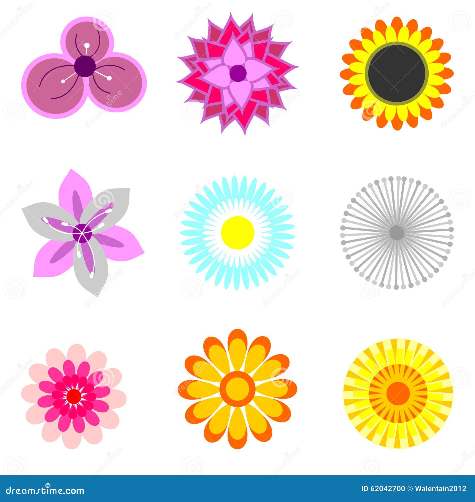 Icone Con Gli Elementi Dei Fiori Illustrazione Vettoriale ...