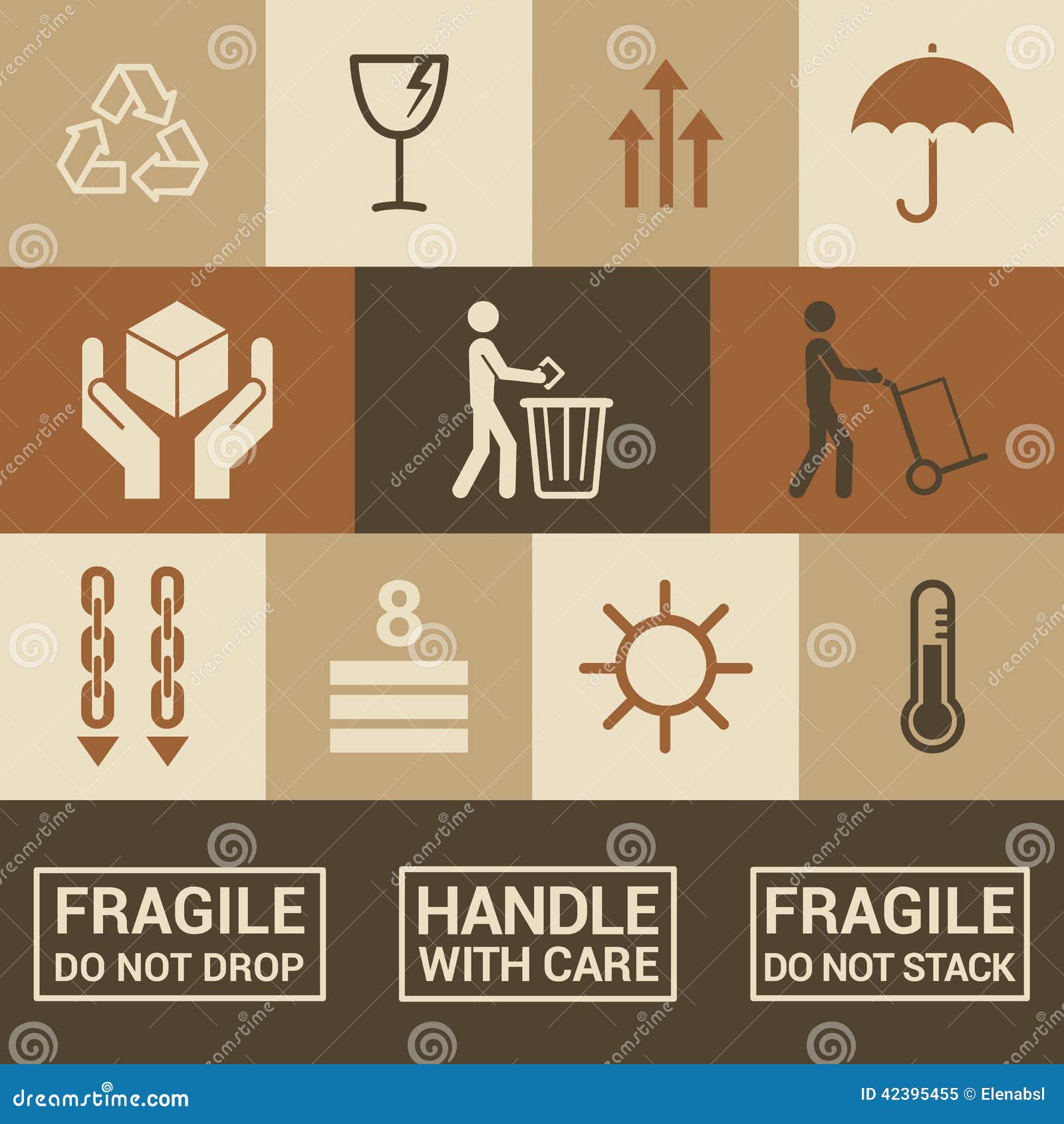 Icone d'imballaggio illustrazione vettoriale. Illustrazione di fragile ...