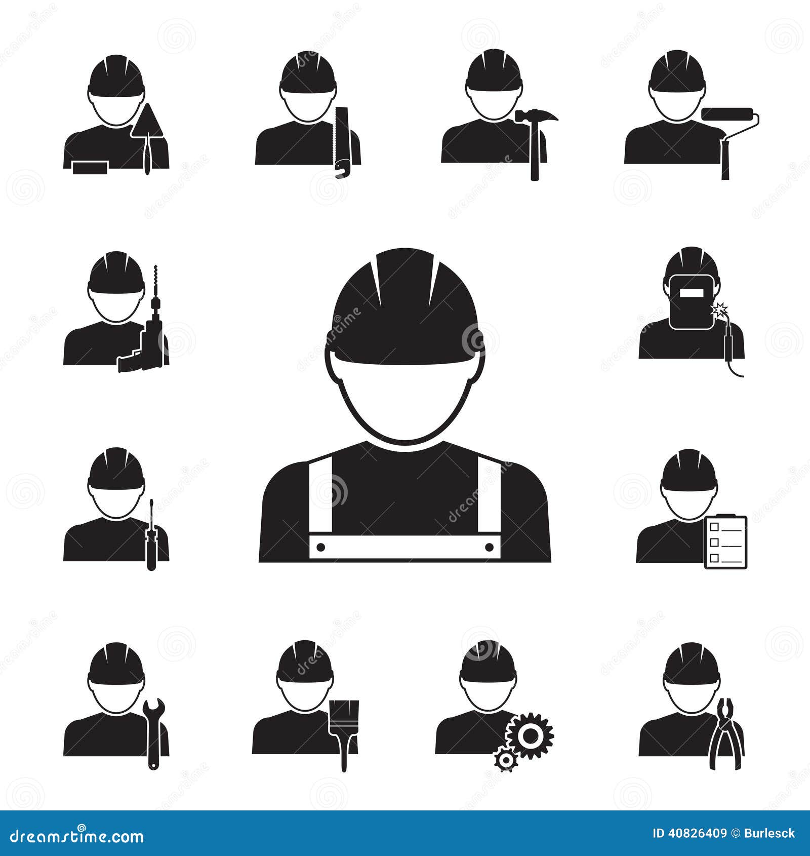 Icone Degli Operai Accoppiati Con Differenti Strumenti Illustrazione ...