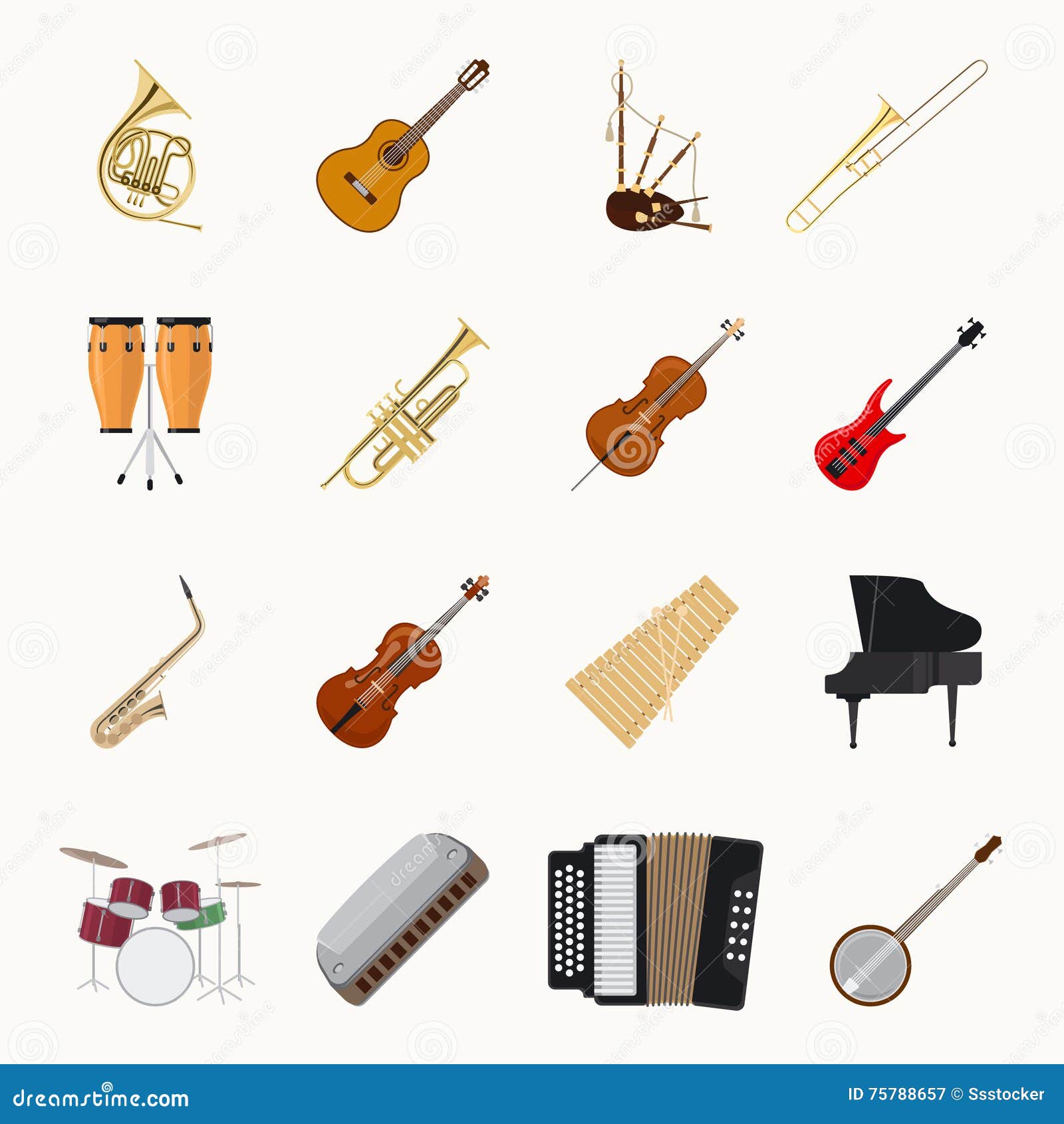 Icone Degli Strumenti Musicali Illustrazione Vettoriale - Illustrazione ...