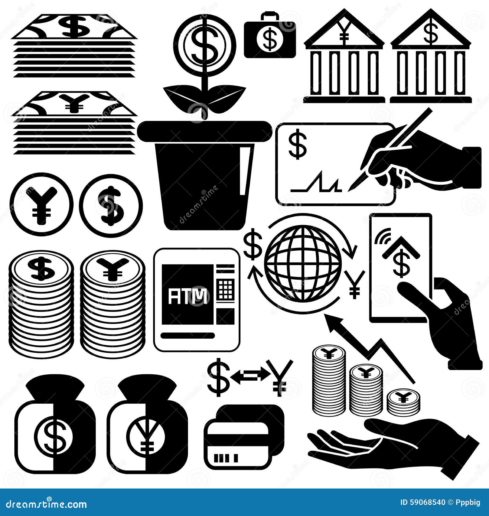 Icone dei soldi illustrazione di stock. Illustrazione di debito - 59068540