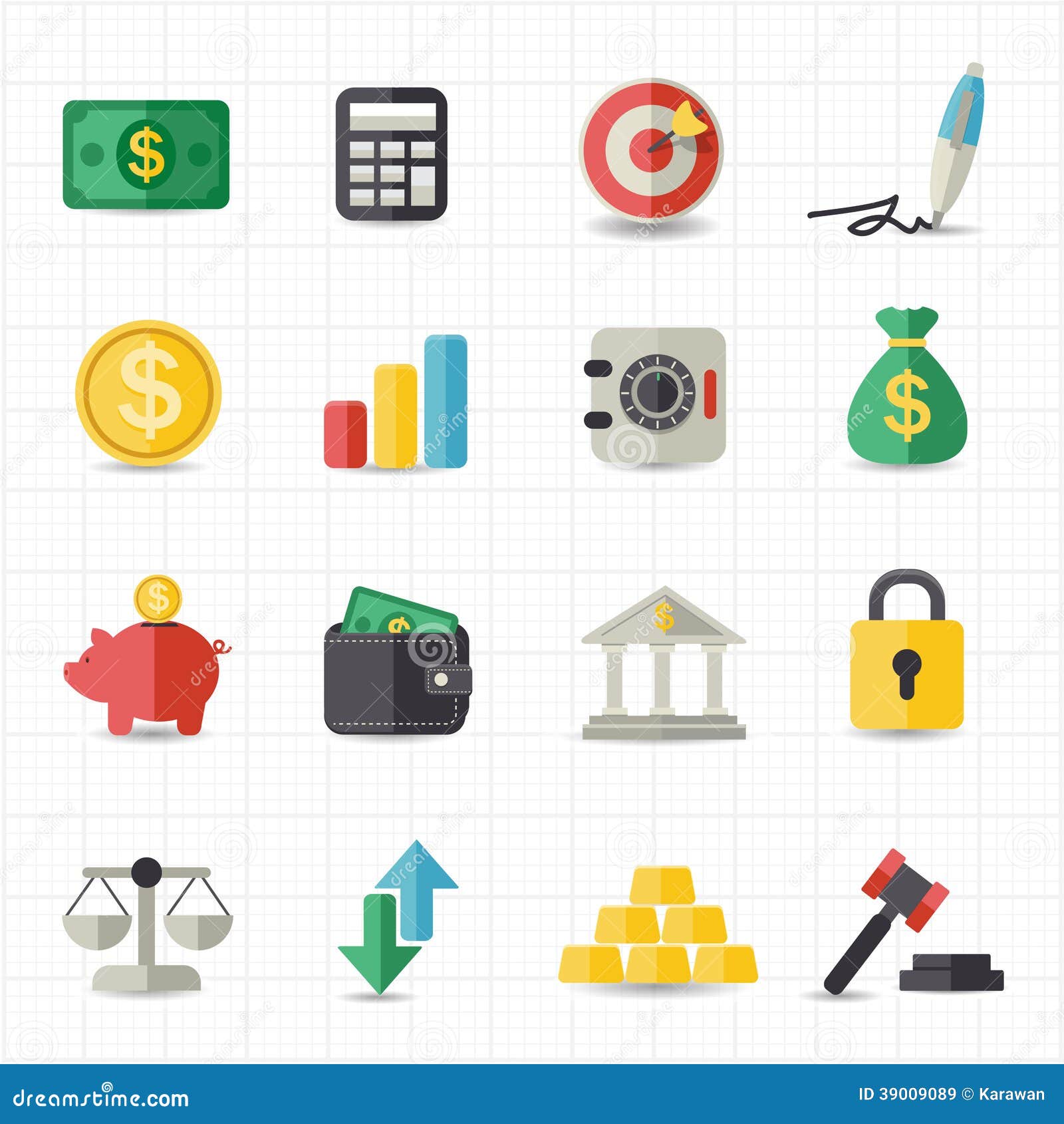 Icone Dei Soldi Di Finanza Di Affari Illustrazione Vettoriale ...