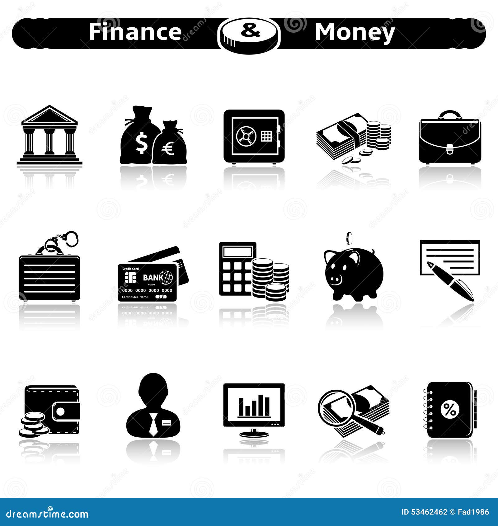 Icone Dei Soldi E Di Finanza Illustrazione Vettoriale - Illustrazione ...