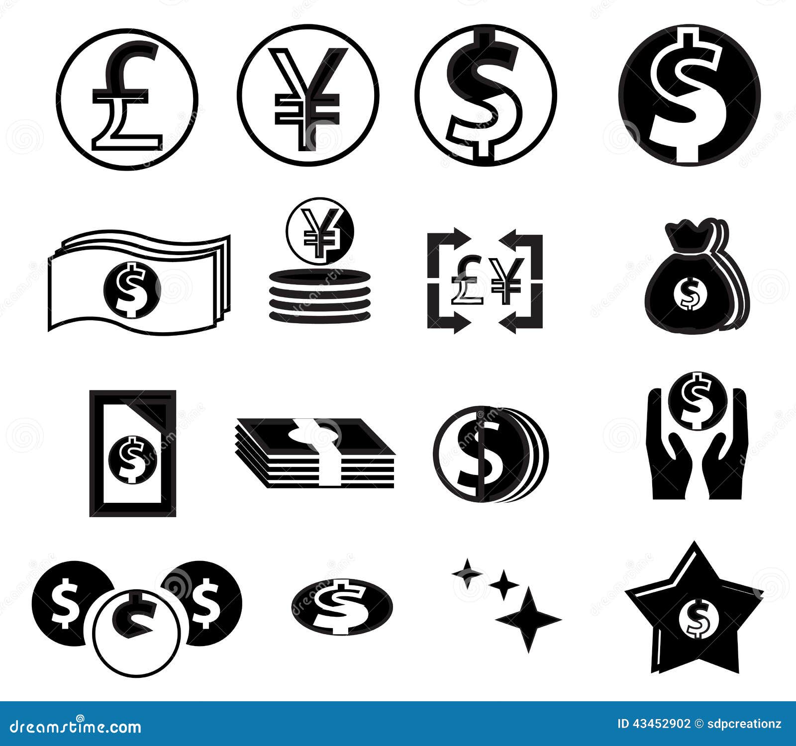 Icone dei soldi impostate illustrazione di stock. Illustrazione di ...