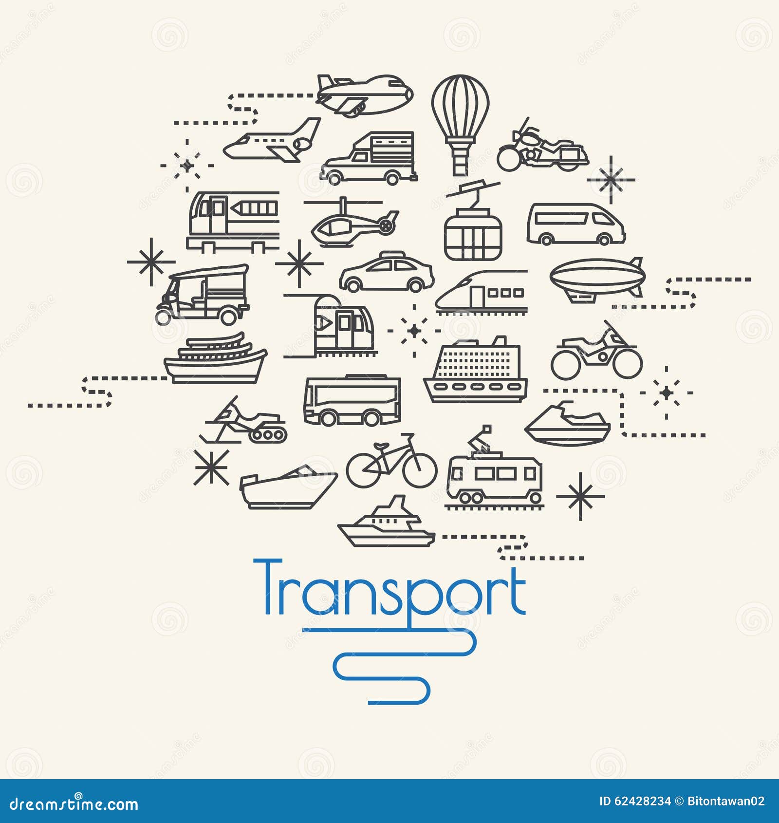 Icone Dei Veicoli E Del Trasporto Illustrazione Vettoriale ...