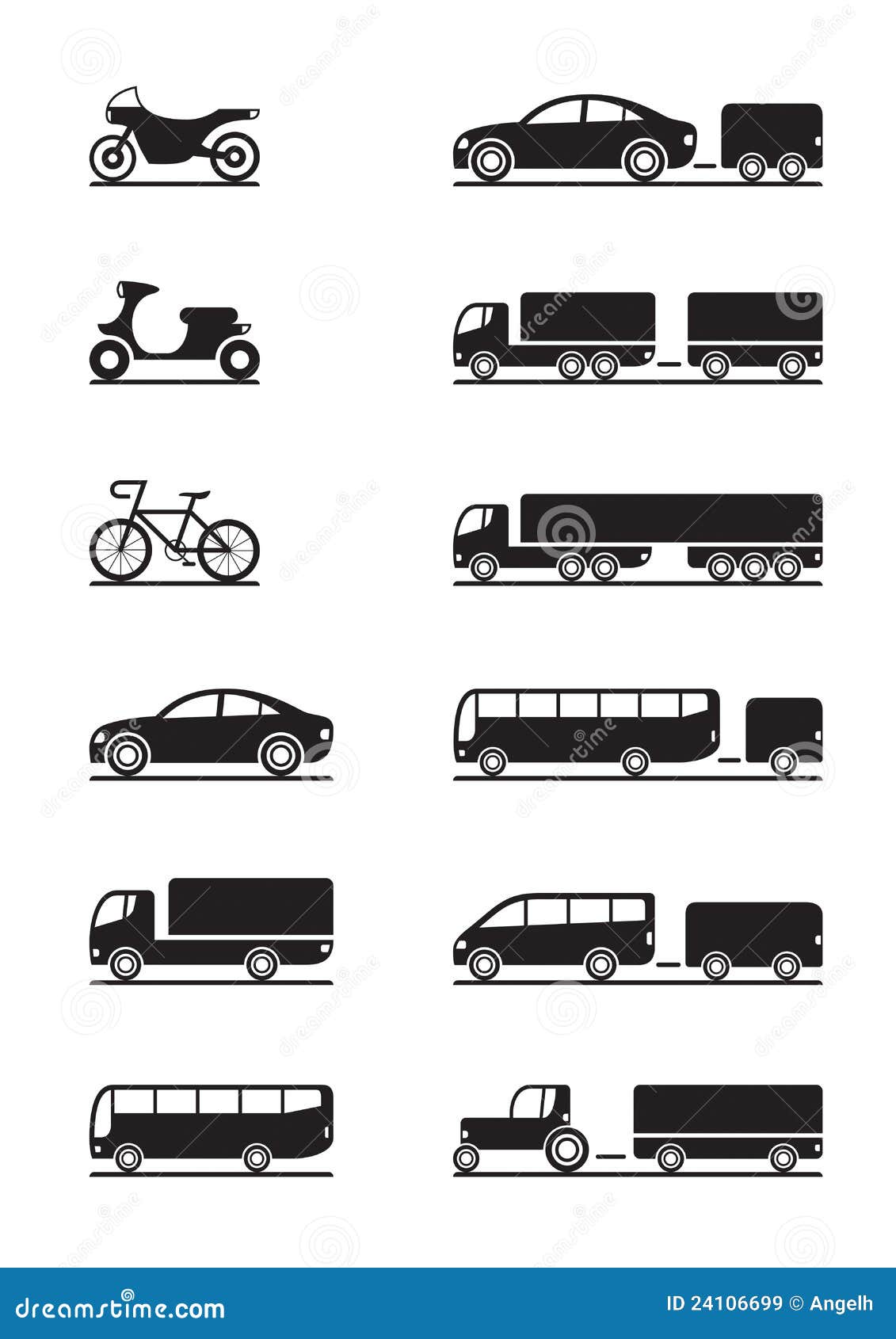 Icone dei veicoli stradali illustrazione vettoriale. Illustrazione di ...