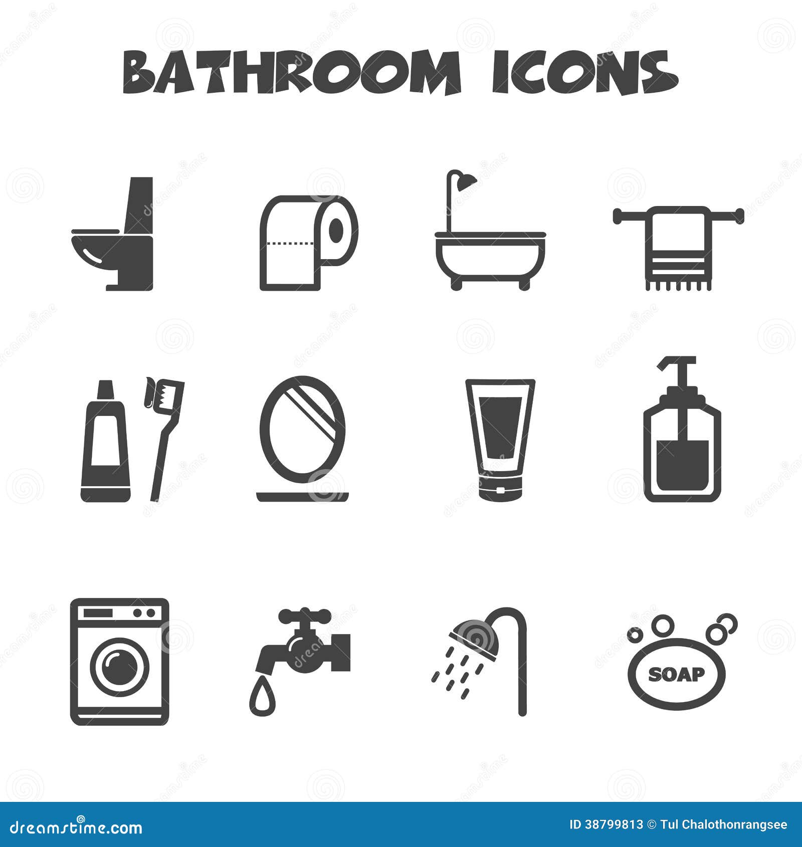 Icone del bagno illustrazione vettoriale. Illustrazione di hall - 38799813