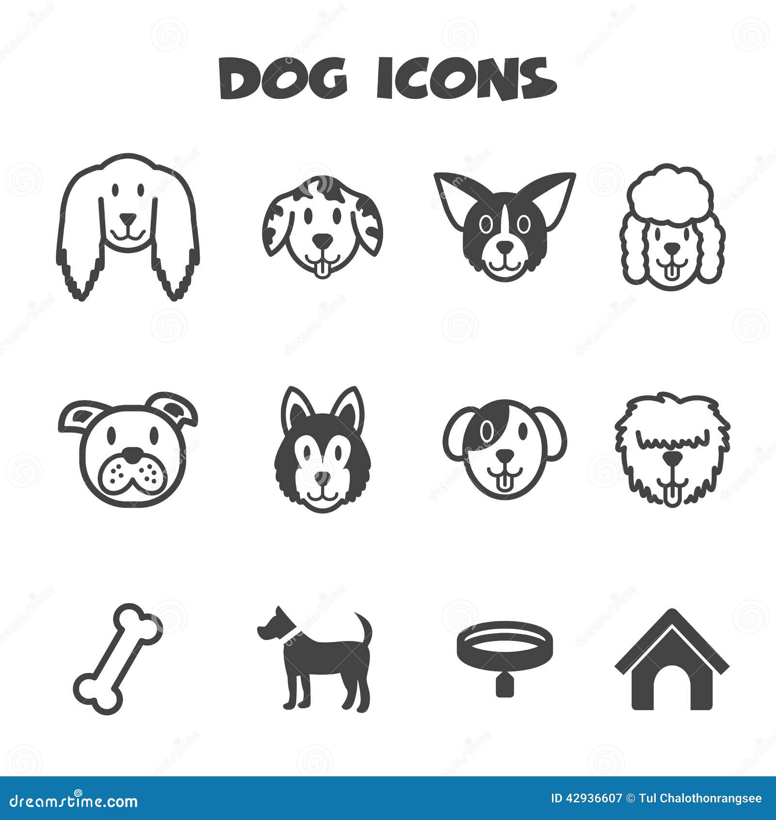 Icone del cane illustrazione vettoriale. Illustrazione di collare ...