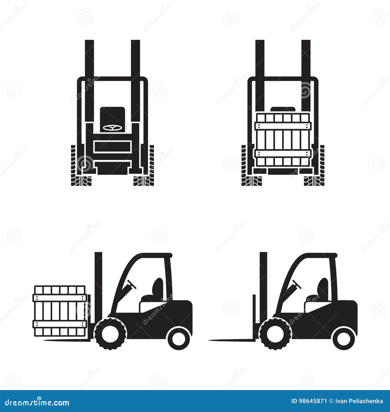 Icone Del Carrello Elevatore Illustrazione di Stock - Illustrazione di ...