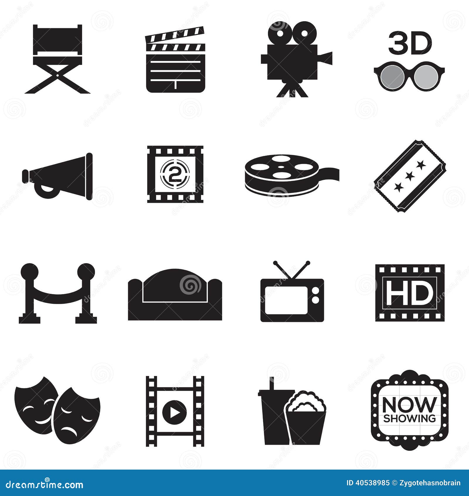 Icone del cinema illustrazione vettoriale. Illustrazione di ...