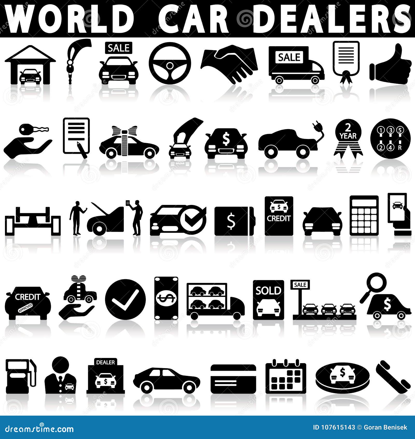 Icone Del Concessionario Auto Messe Illustrazione Vettoriale ...