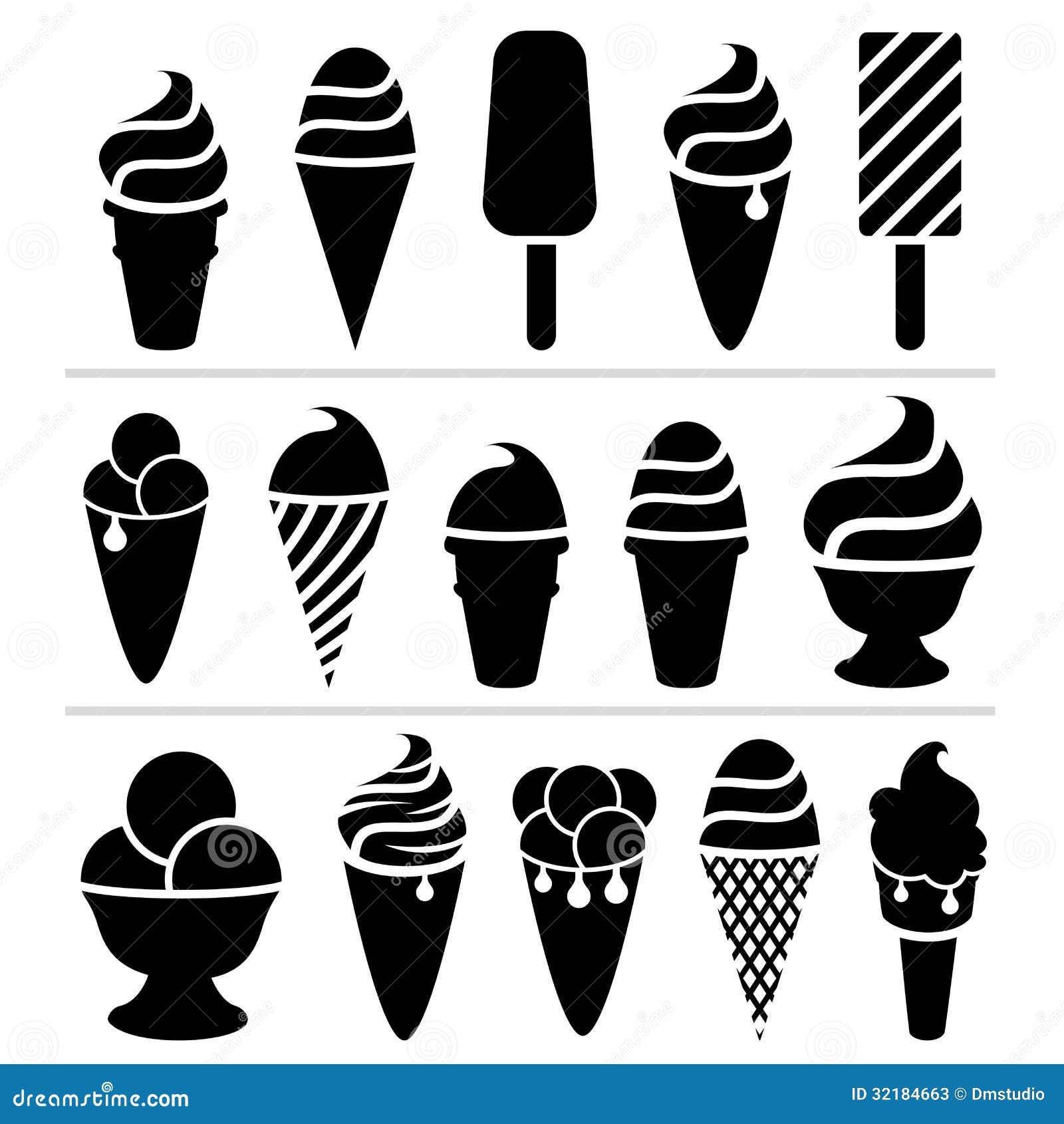 Icone del gelato illustrazione vettoriale. Illustrazione di nutrizione ...