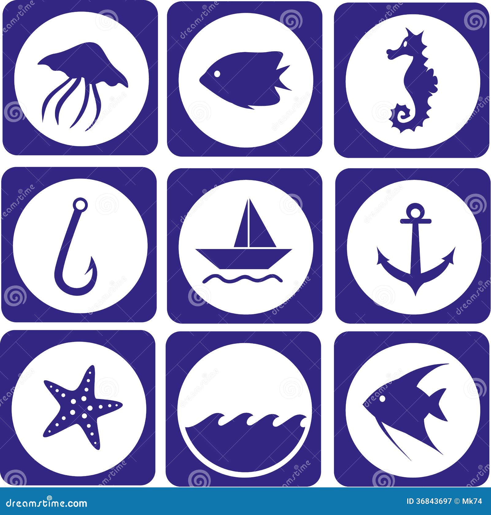 Icone del mare illustrazione vettoriale. Illustrazione di vacanze ...