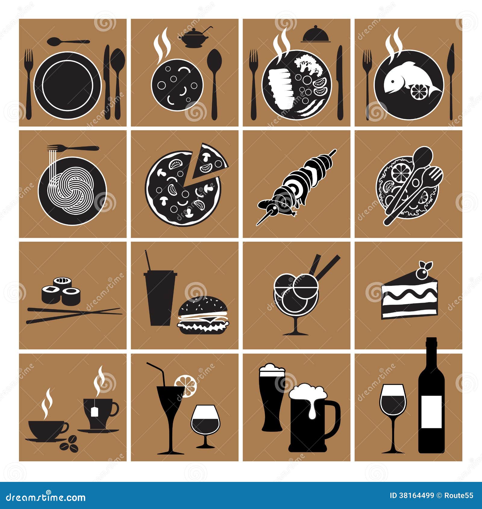 Icone Del Menu Del Ristorante Illustrazione Vettoriale - Illustrazione ...
