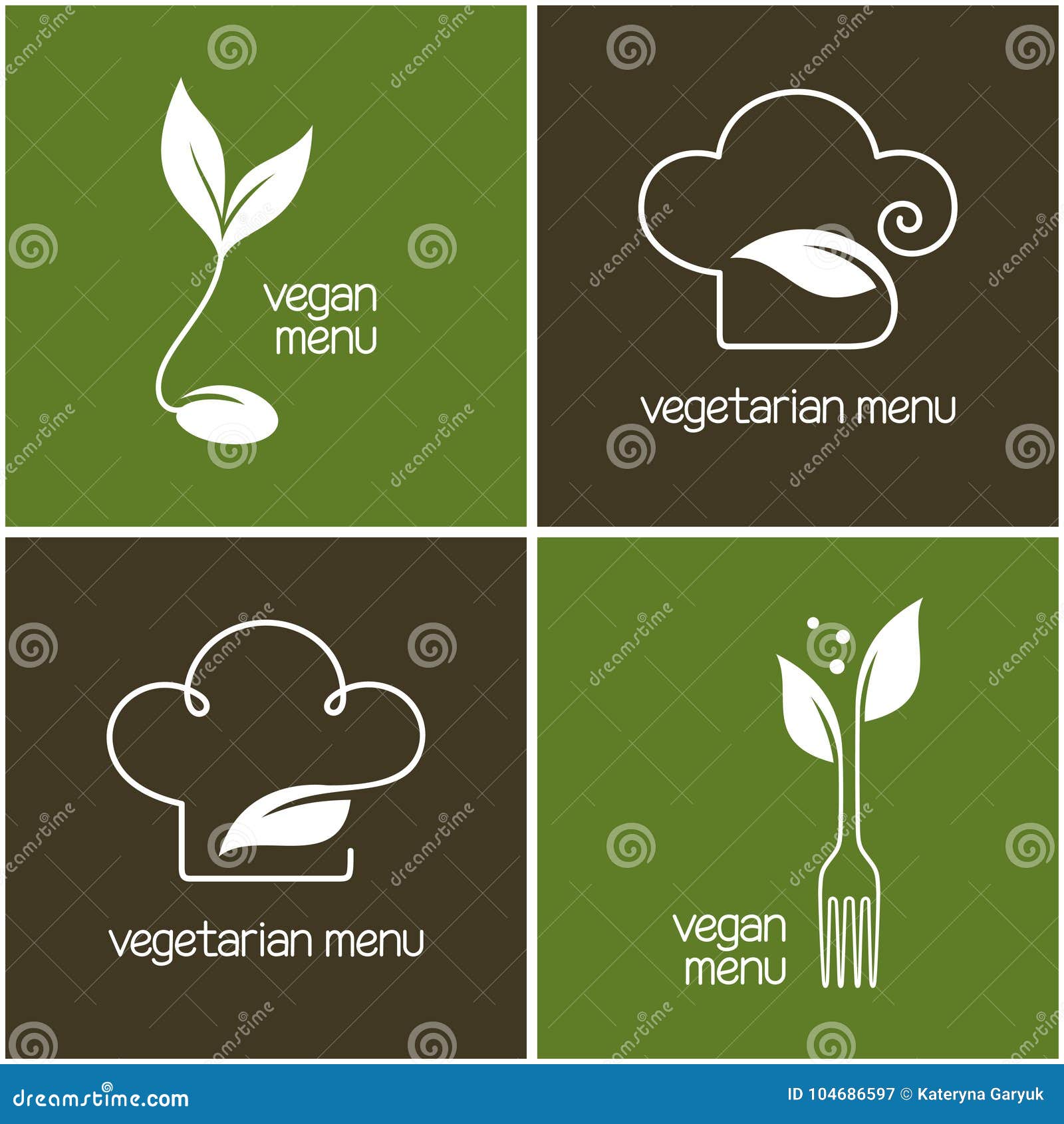 Icone Del Menu Del Vegano E Del Vegetariano Illustrazione Vettoriale ...