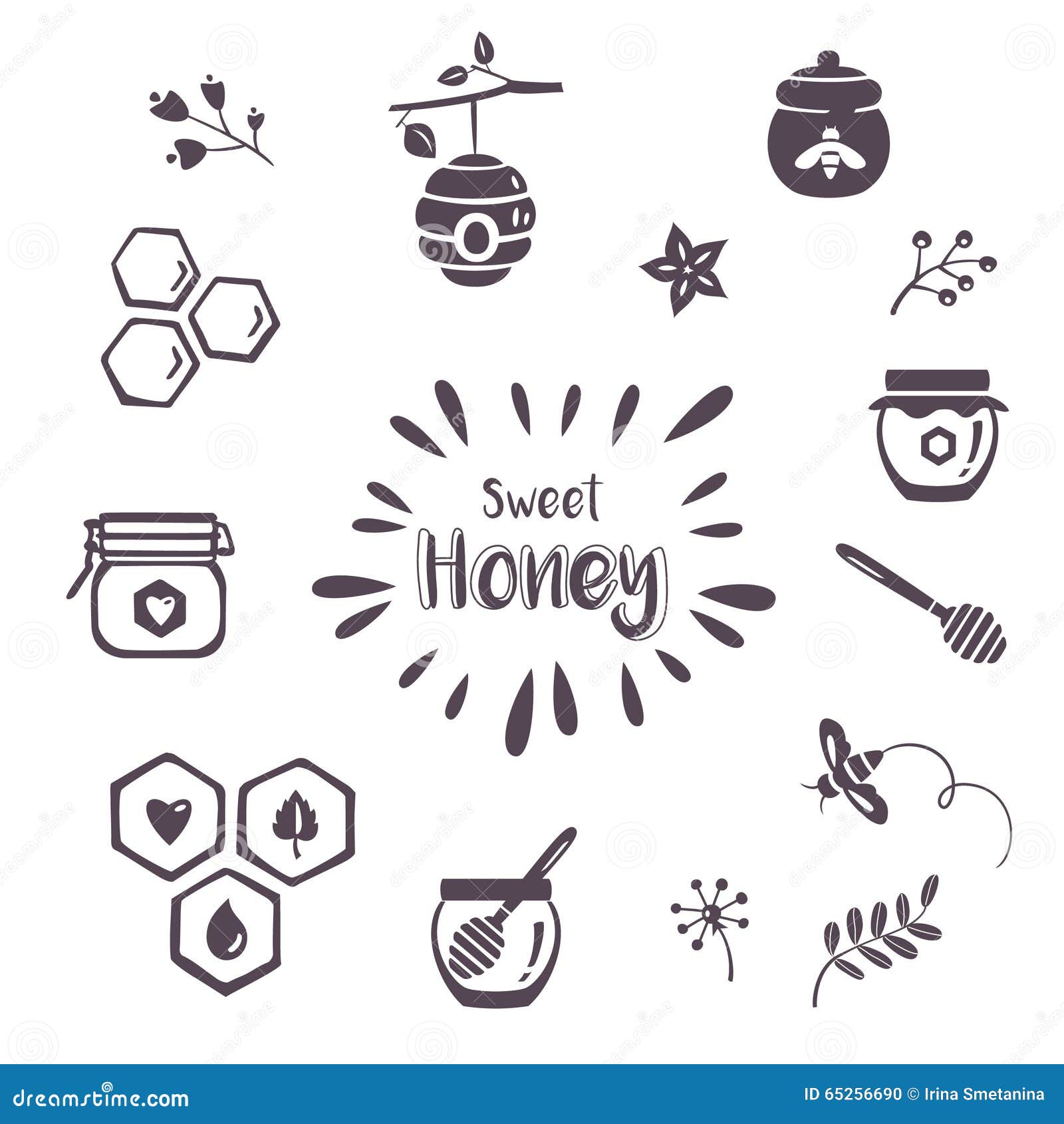 Icone del miele di estate illustrazione vettoriale. Illustrazione di ...