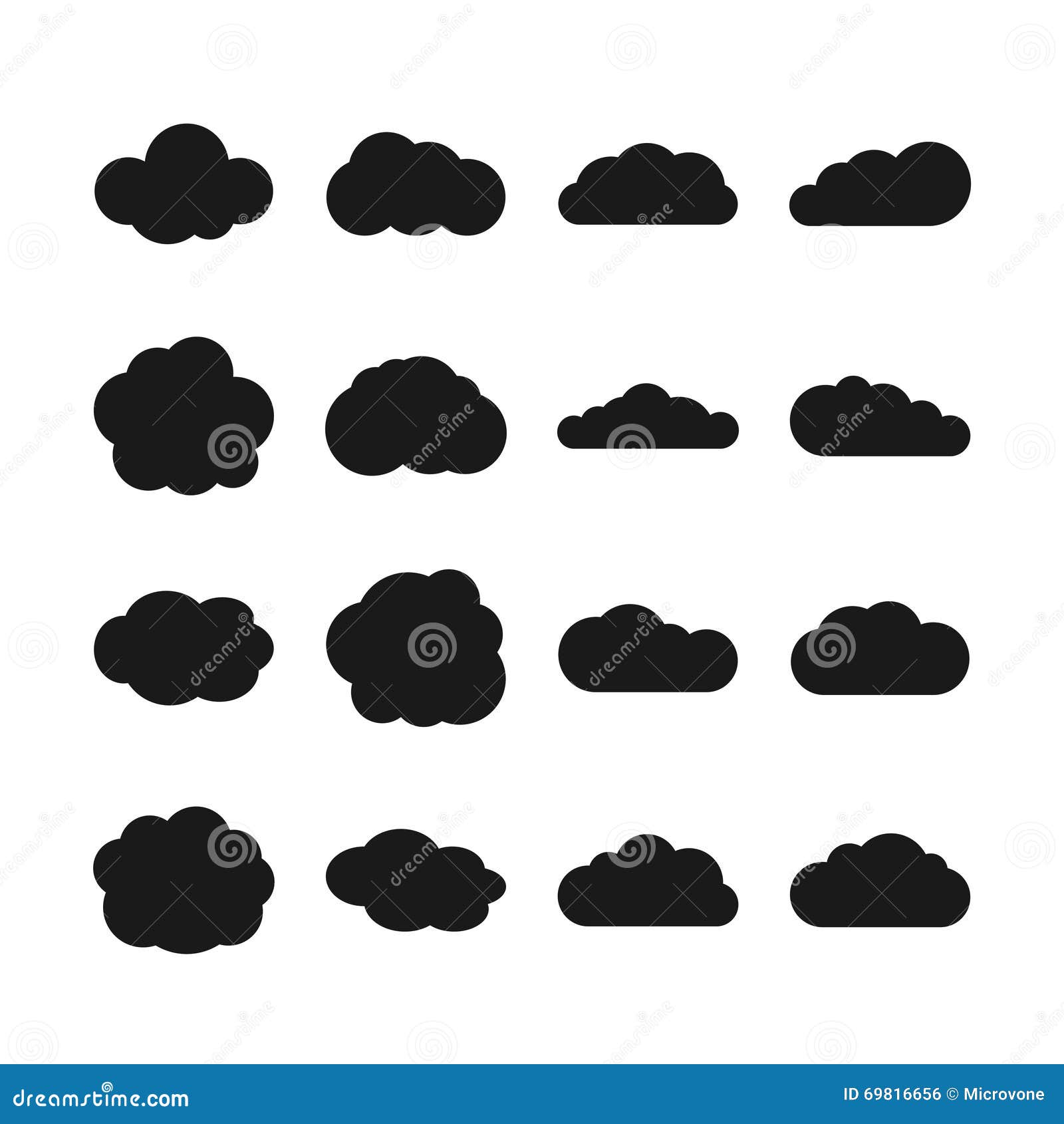 Icone Del Nero Di Vettore Della Nuvola Illustrazione Vettoriale ...