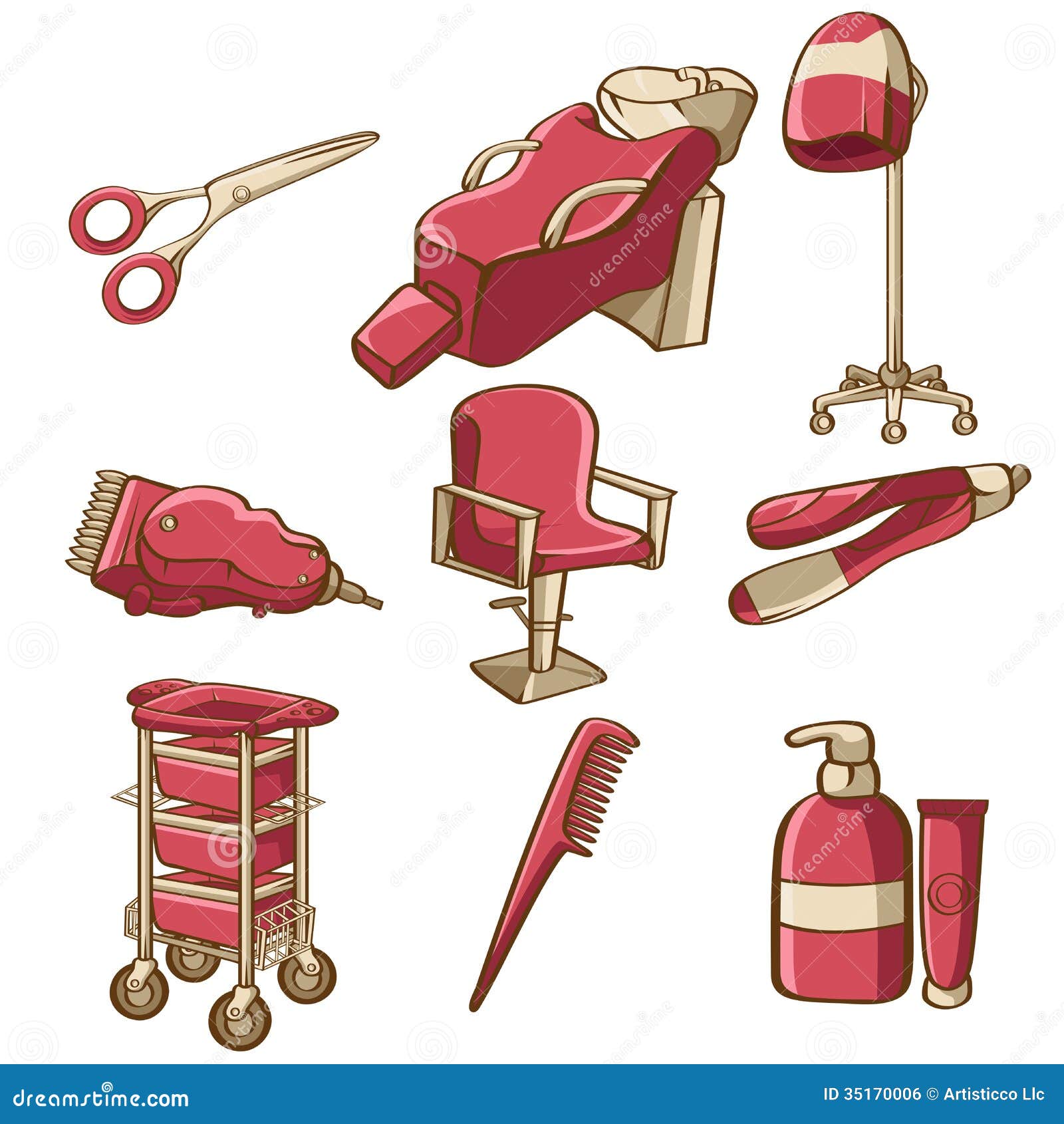 Icone del parrucchiere illustrazione vettoriale. Illustrazione di ...